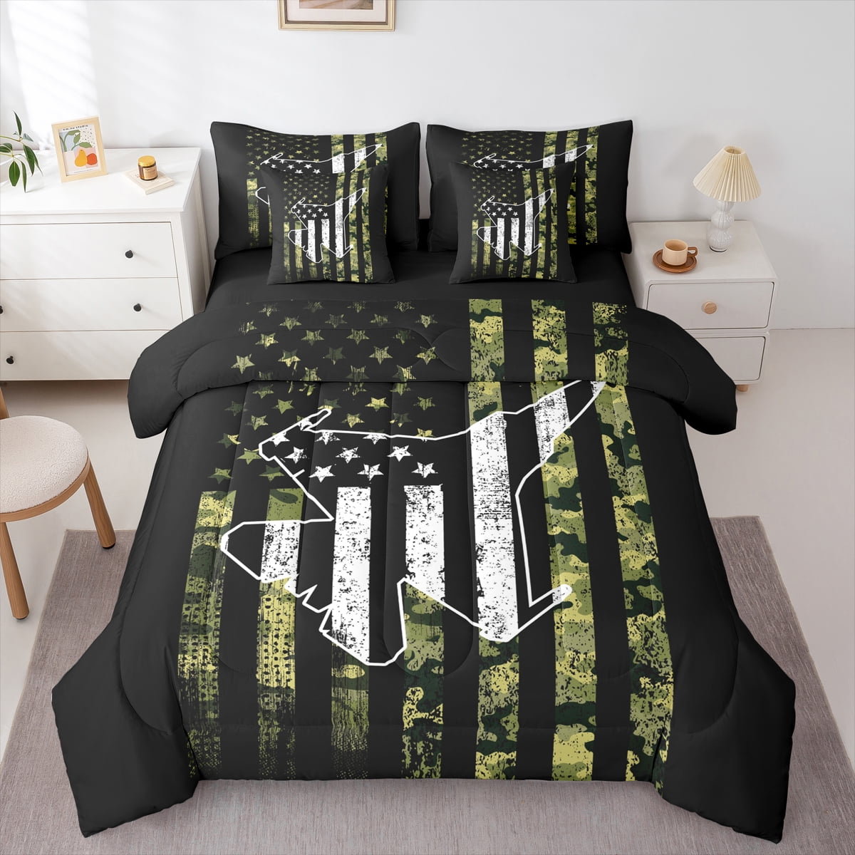 Homewish Aircraft Airplane Bedding Comforter Set 7 Pieces for Female ...