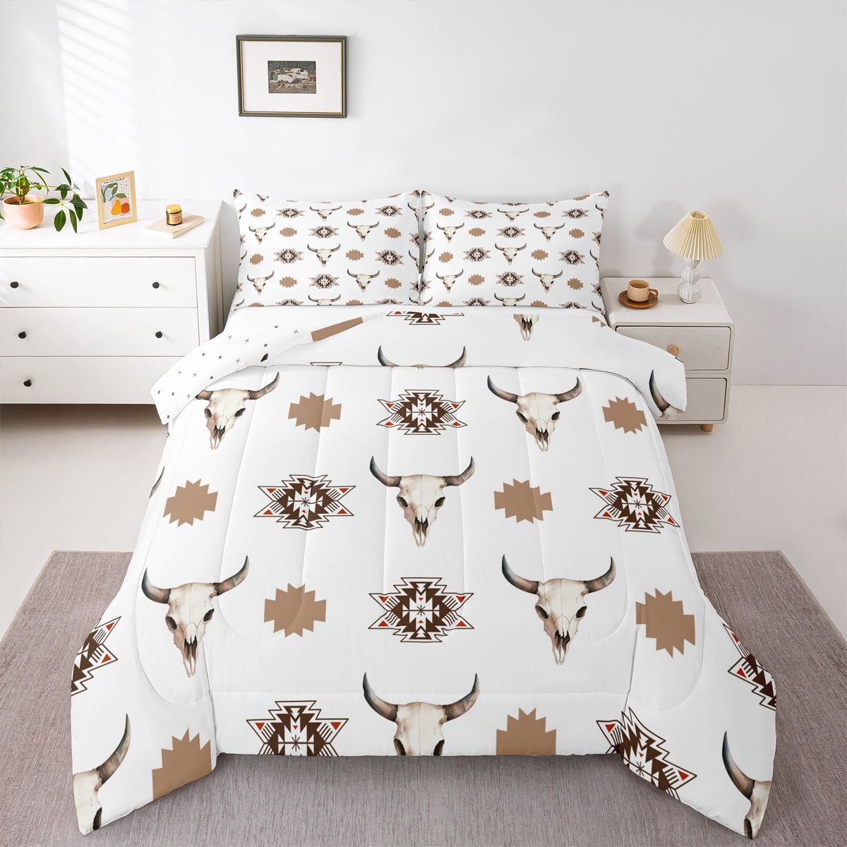 Homewish Ancient Aztec Western Full Size Comforter Sets,Bull Skull ...