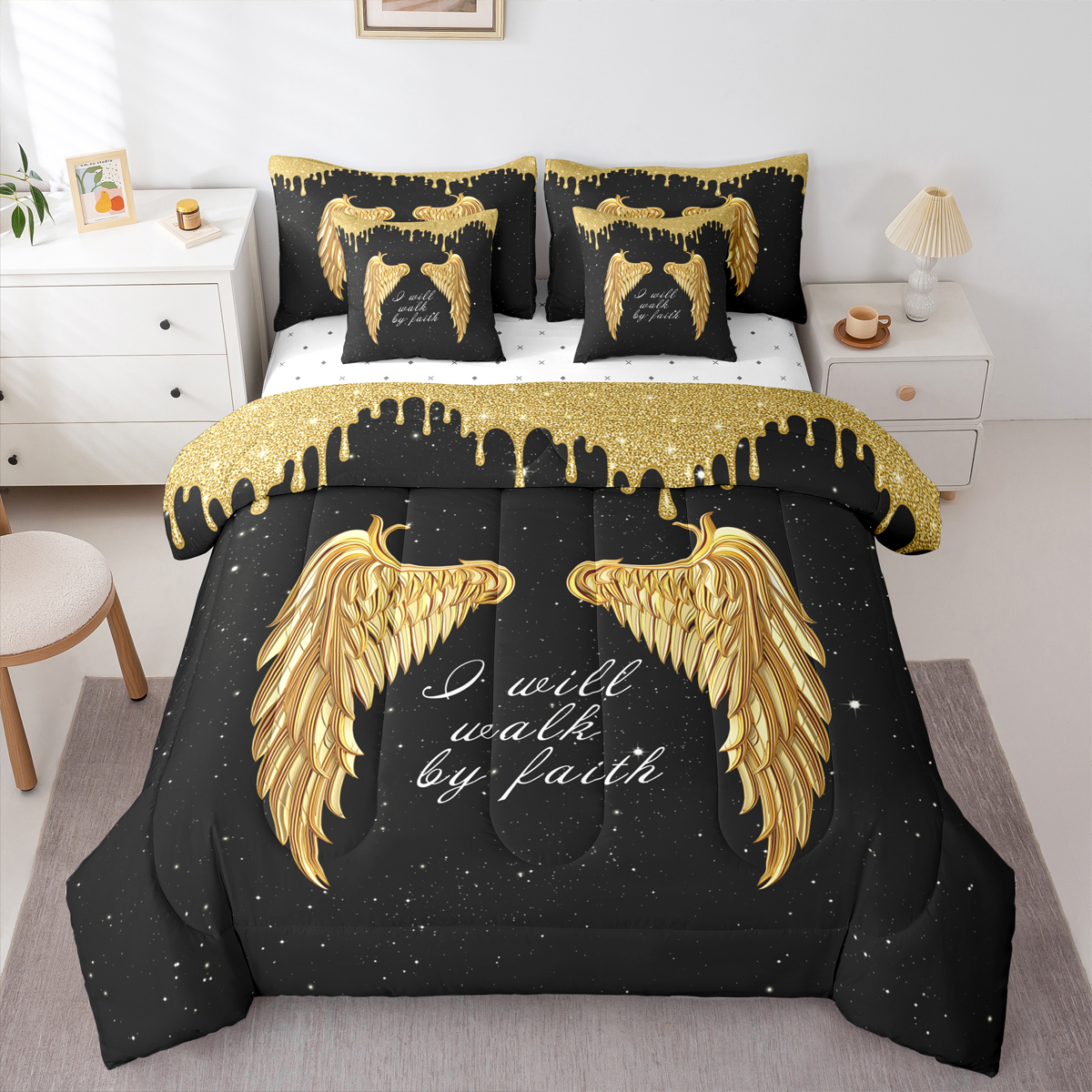Homewish Angel Wings Bedding Comforter Set 7pcs for Kids Teens Girls ...