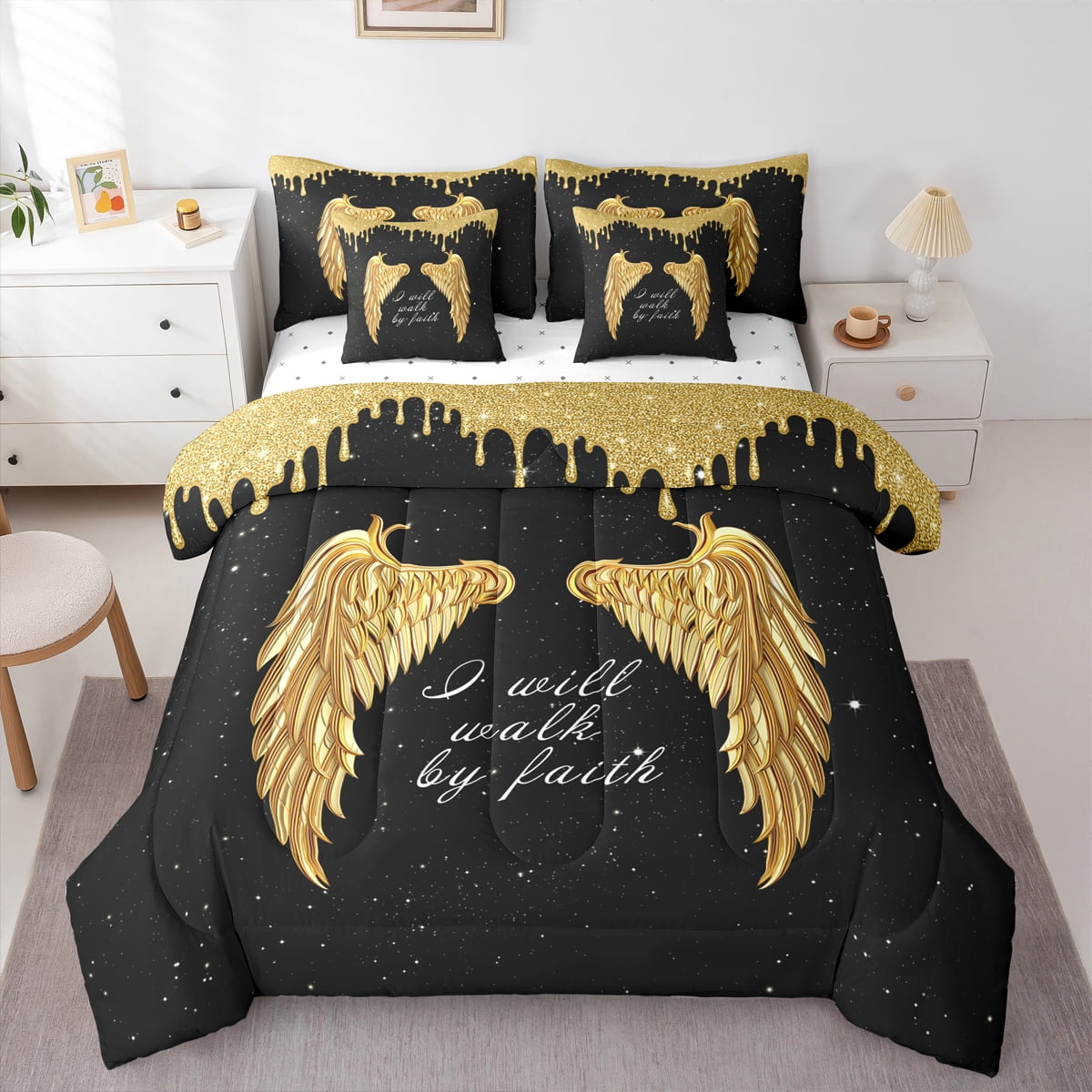 Homewish Angel Wings Twin Bedding Sets 7-Piece for Kids Teens Girls ...