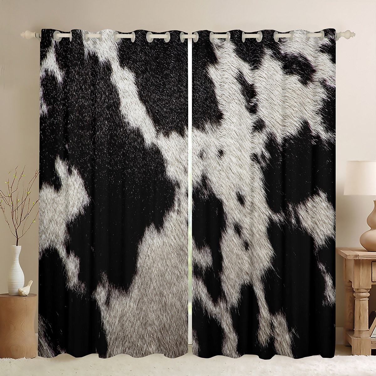 Homewish Animal Cow Print Curtains Pack of 2 (42x84 Each) for Female ...
