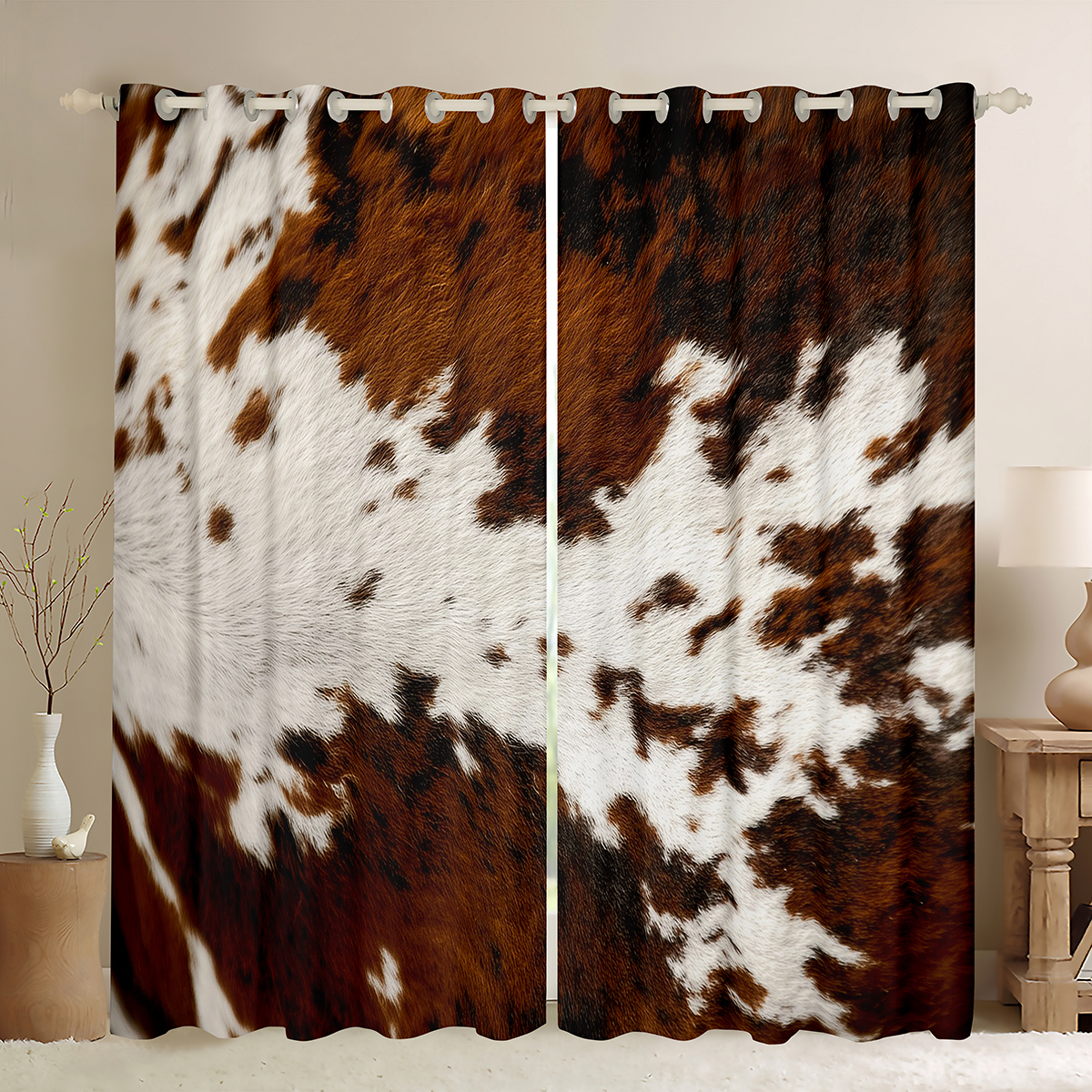 Homewish Animal Cow Print Curtains Pack of 2 (42x84 Each) for Female ...