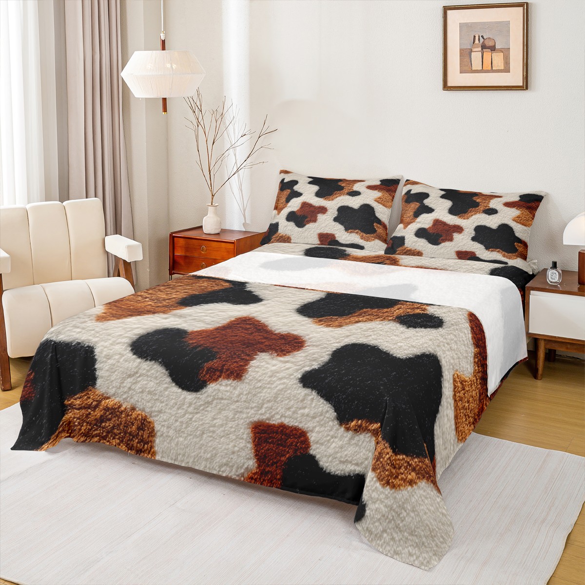 Homewish Animal Cow Print Full Size Sheets 4-Piece for Teens Boys Girls ...