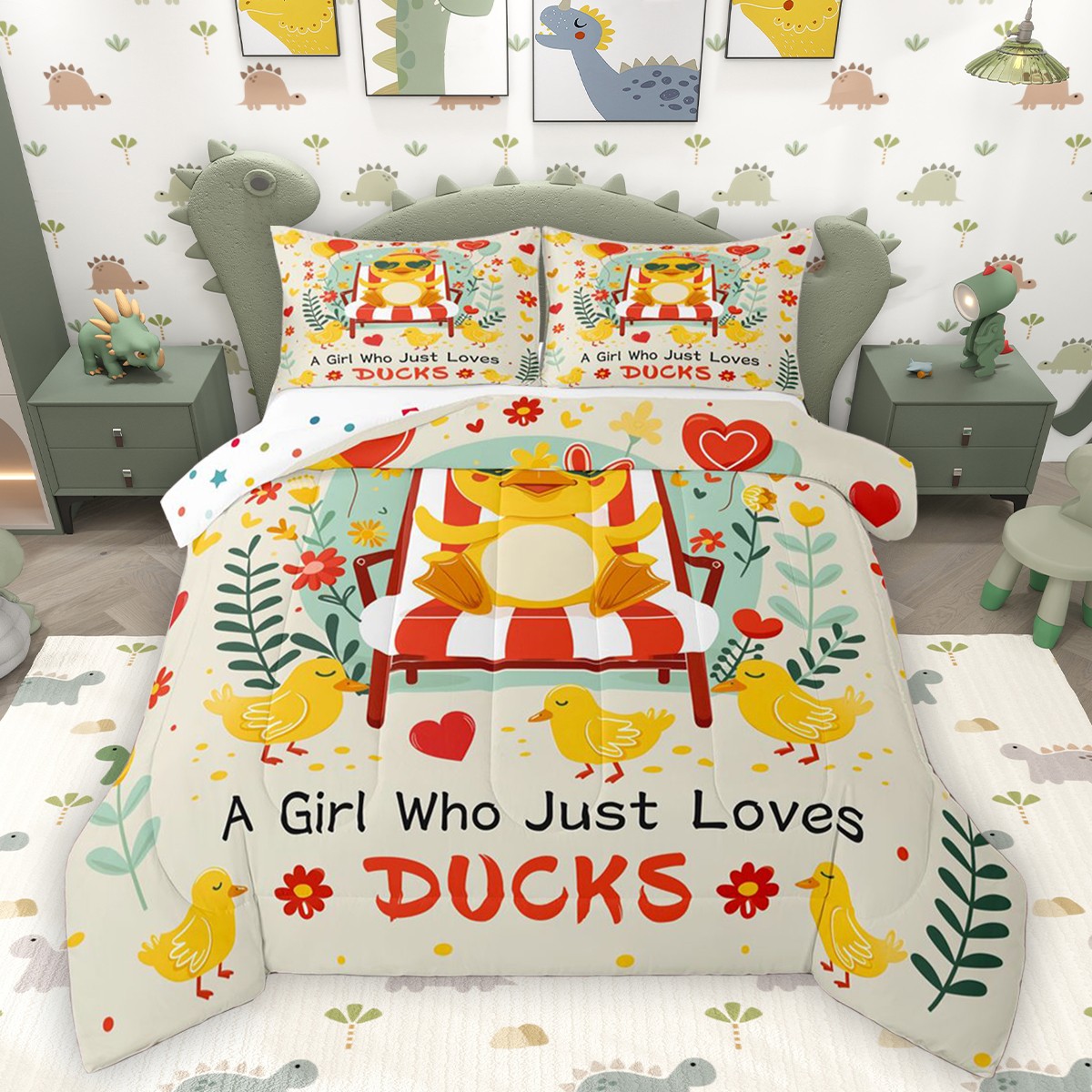 Homewish Animal Duck Bedding Comforter Set 2pcs for Teens Boys Girls ...