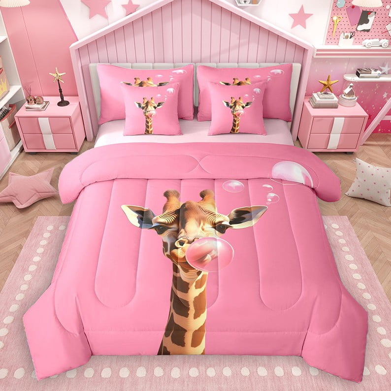 Homewish Animal Giraffe 7-Piece Bedding Comforter Set for Teens Boys ...