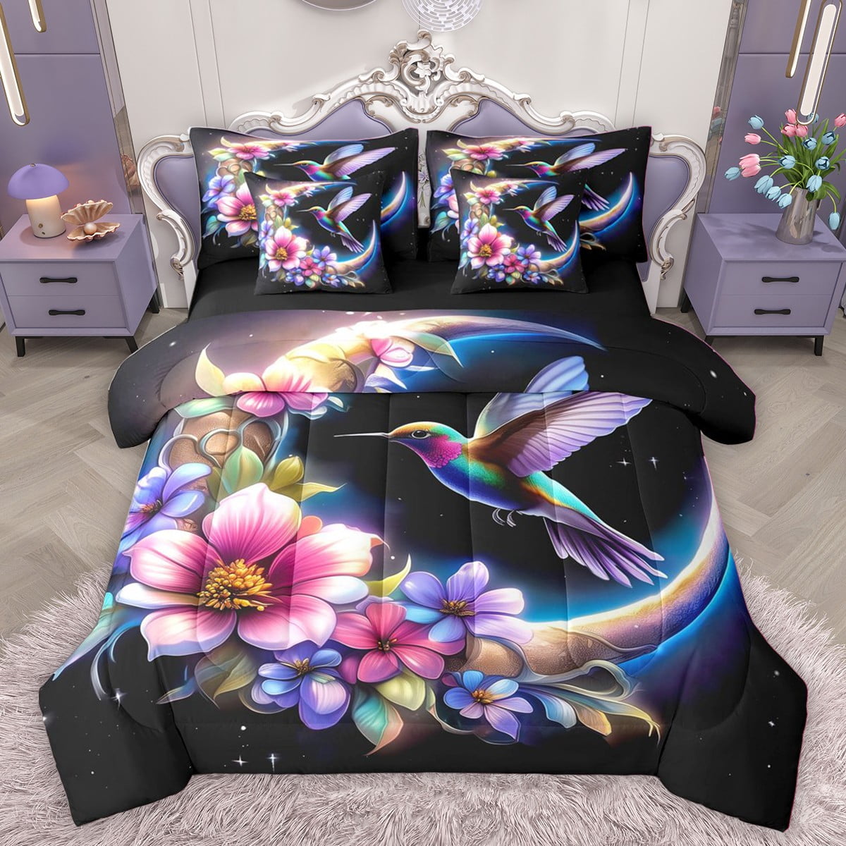 Homewish Animal Hummingbird Bedding Comforter Set 7pcs for Female Men ...