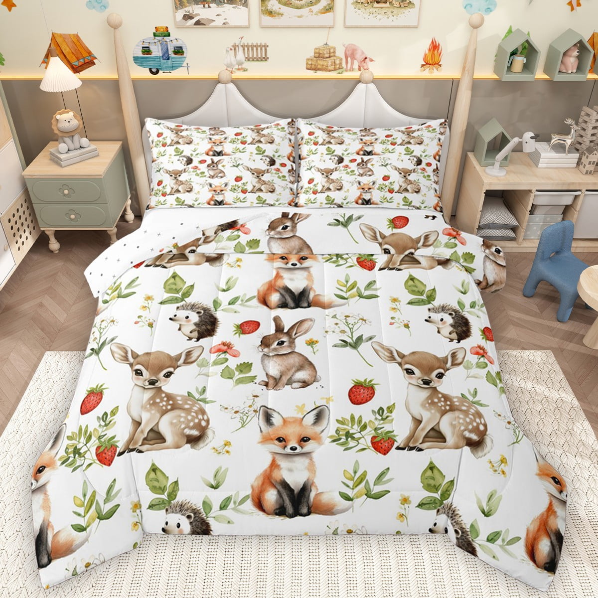 Homewish Animal Rabbit Fox Deer 2pcs Bedding Comforter Set For Kids ...