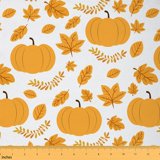 Homewish Autumn Fall Pumpkin Fabric by the Yard 2 Yard,Orange Maples ...