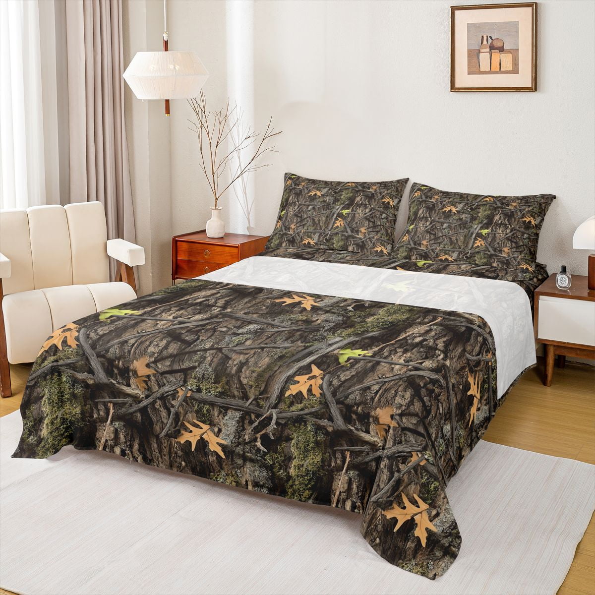 Homewish Autumn Leaves Full Size Sheets,Rustic Plant Tree Bed Sheets ...
