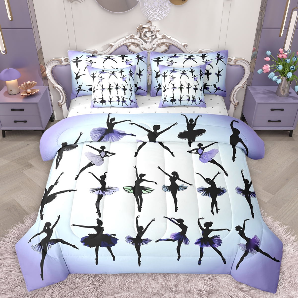 Homewish Ballet Girls 7 Pieces Bedding Comforter Set,Ballerina Dancer ...