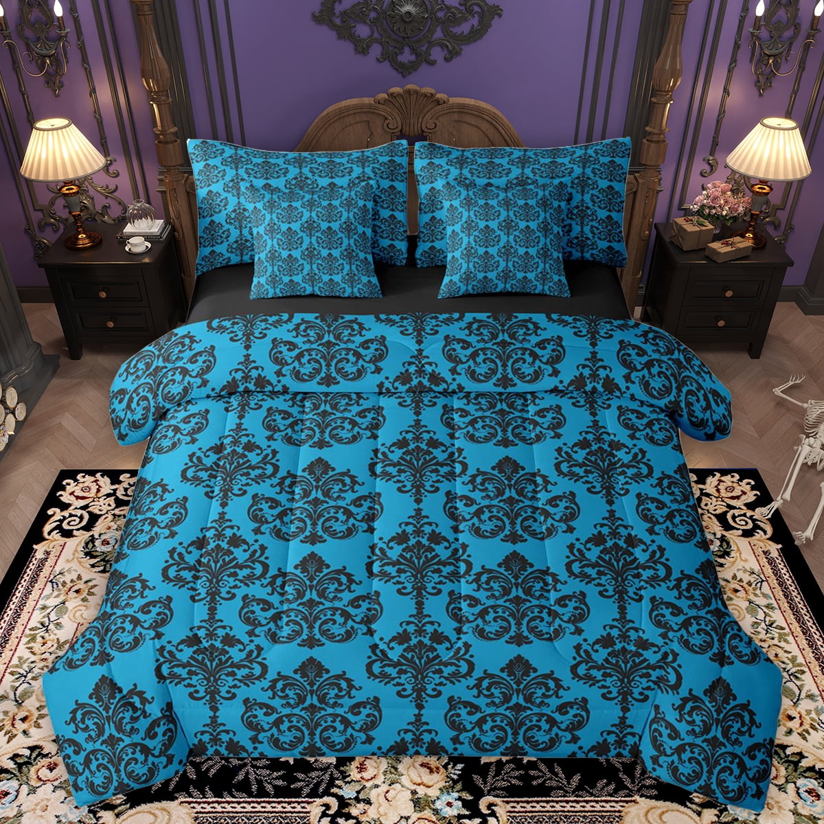 Homewish Baroque Floral 7-Piece Twin Bedding Sets,Retro Victorian ...