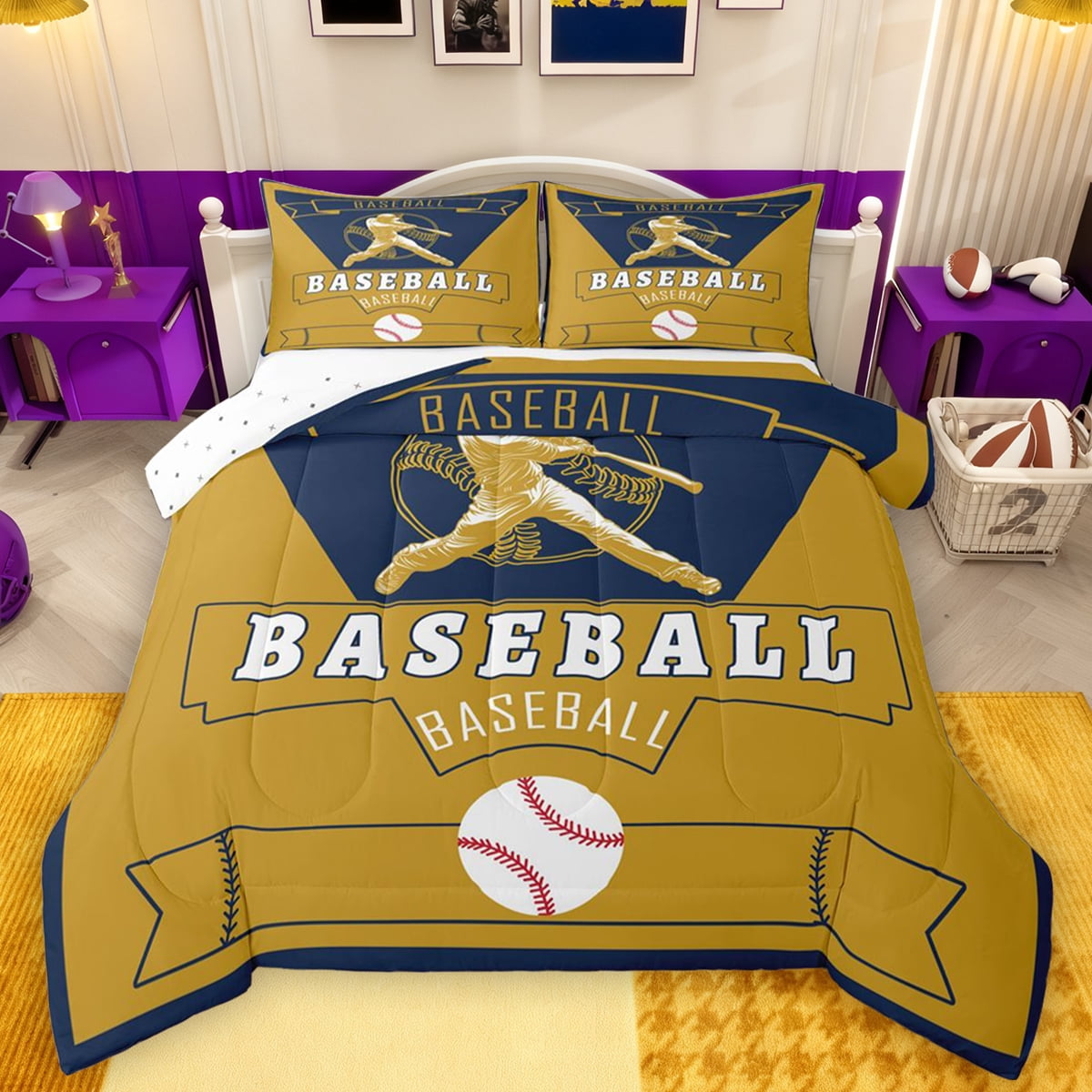 Homewish Baseball Game Gaming Full Size Comforter Sets,Ball Sport Theme ...