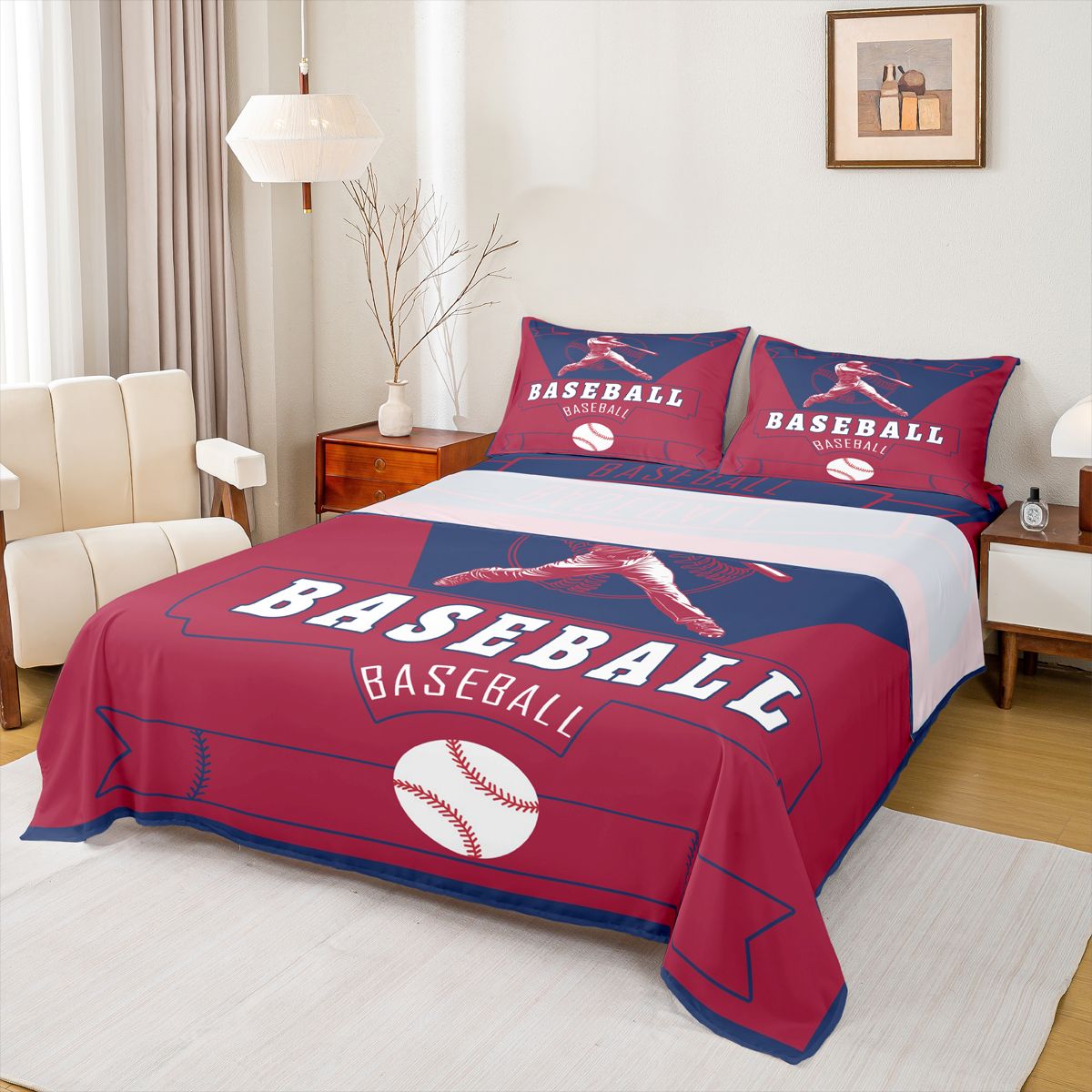 Homewish Baseball Game Gaming Full Size Sheets,Ball Sport Theme Bed ...