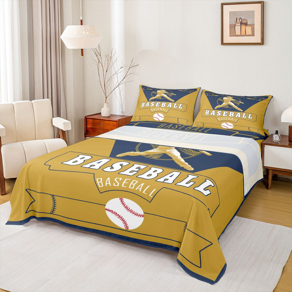 Homewish Baseball Game Gaming Full Size Sheets,Ball Sport Theme Bed ...