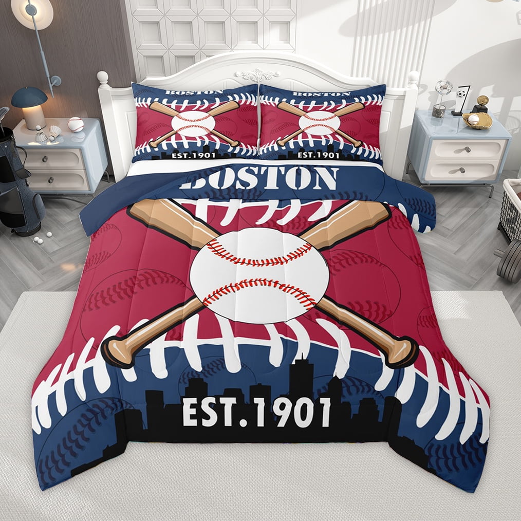 Homewish Baseball Game Gaming Queen Comforter Set,Red Blue Bedding Sets ...