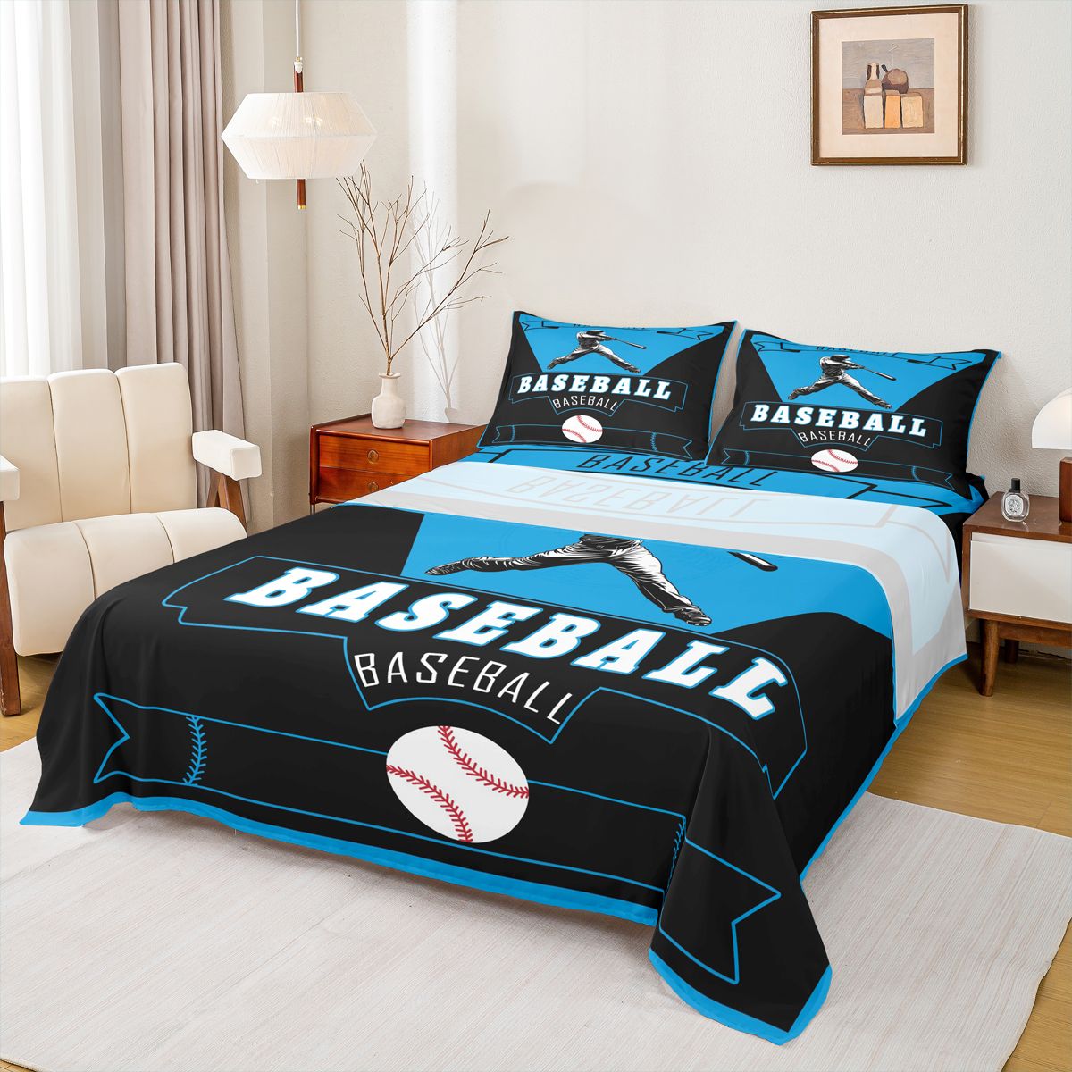 Homewish Baseball Sport Theme Twin Sheet Sets,Ball Gamer Twin Fitted ...