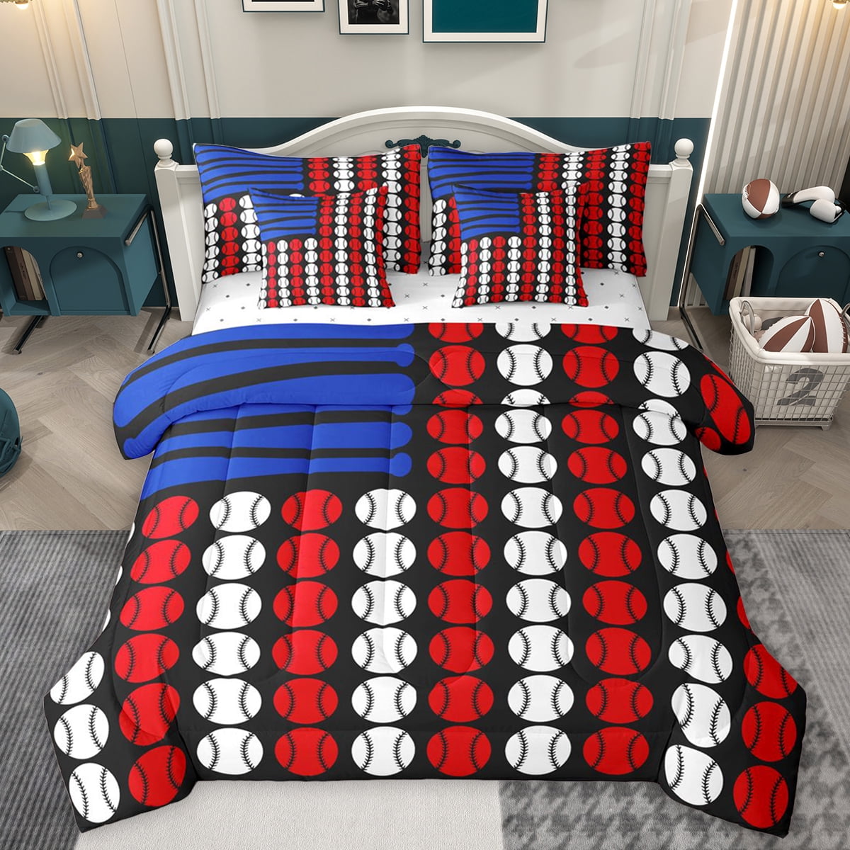 Homewish Baseball Theme 7pcs Bedding Comforter Set,Ball Sports Game ...