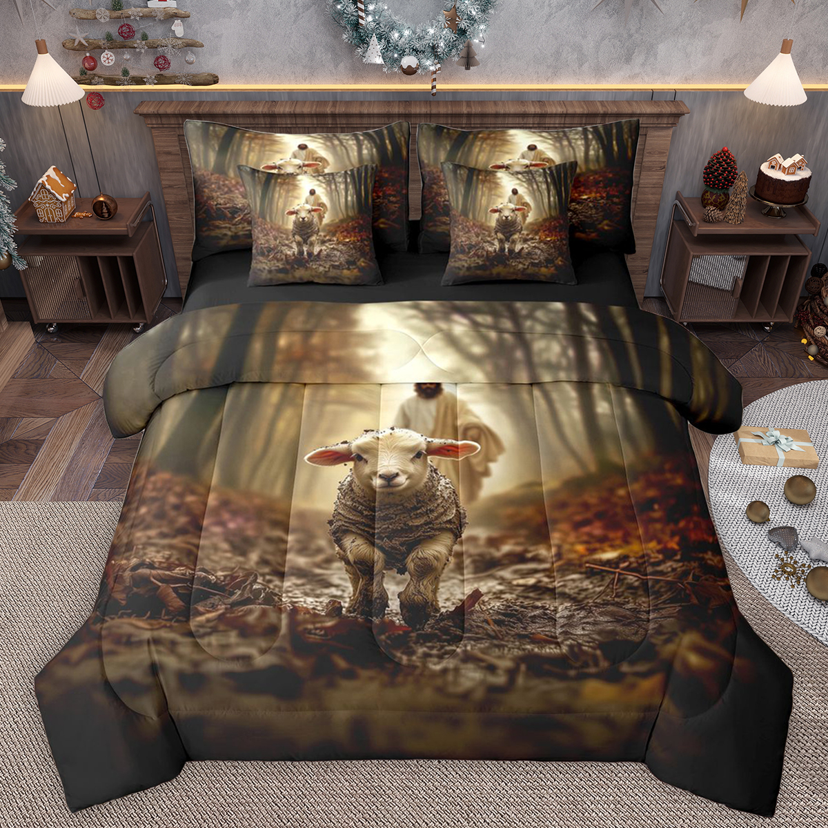 Homewish Bible Verses Christian Bedding Comforter Set 7pcs, Vintage ...