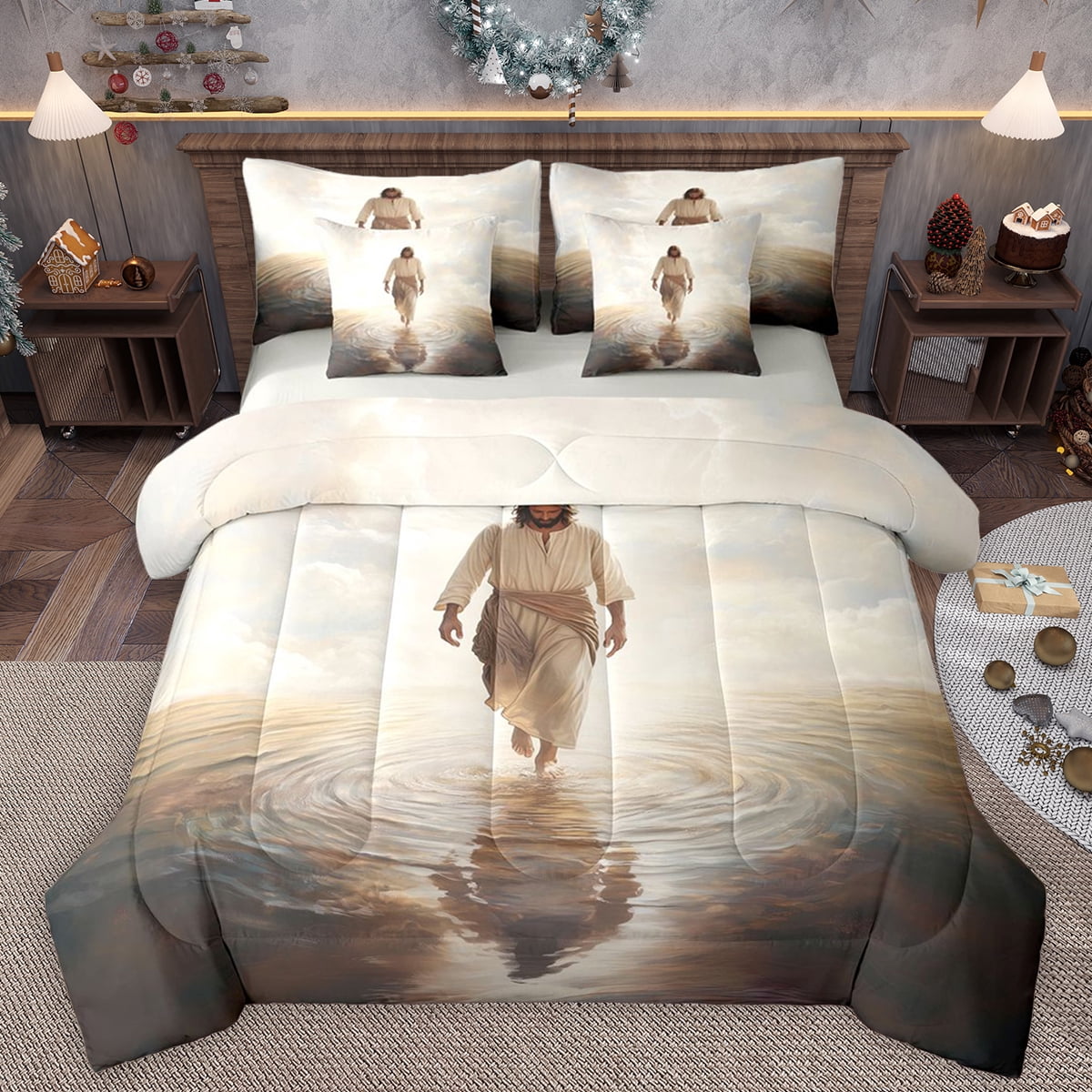 Homewish Bible Verses Christian Bedding Comforter Set 7pcs, Vintage ...