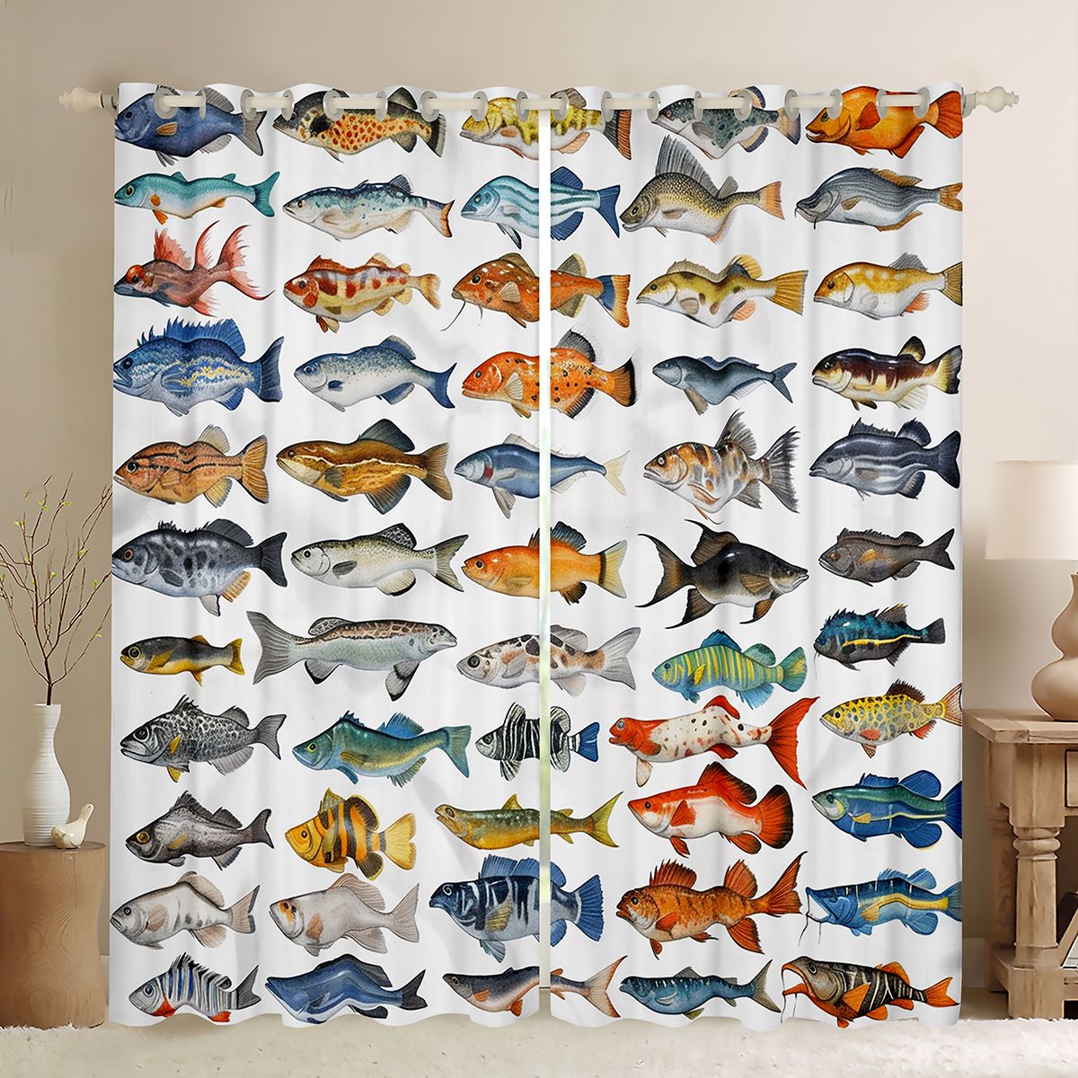 Homewish Big Bass Fish Black Out Curtains for Teens Female Men,Fishing ...