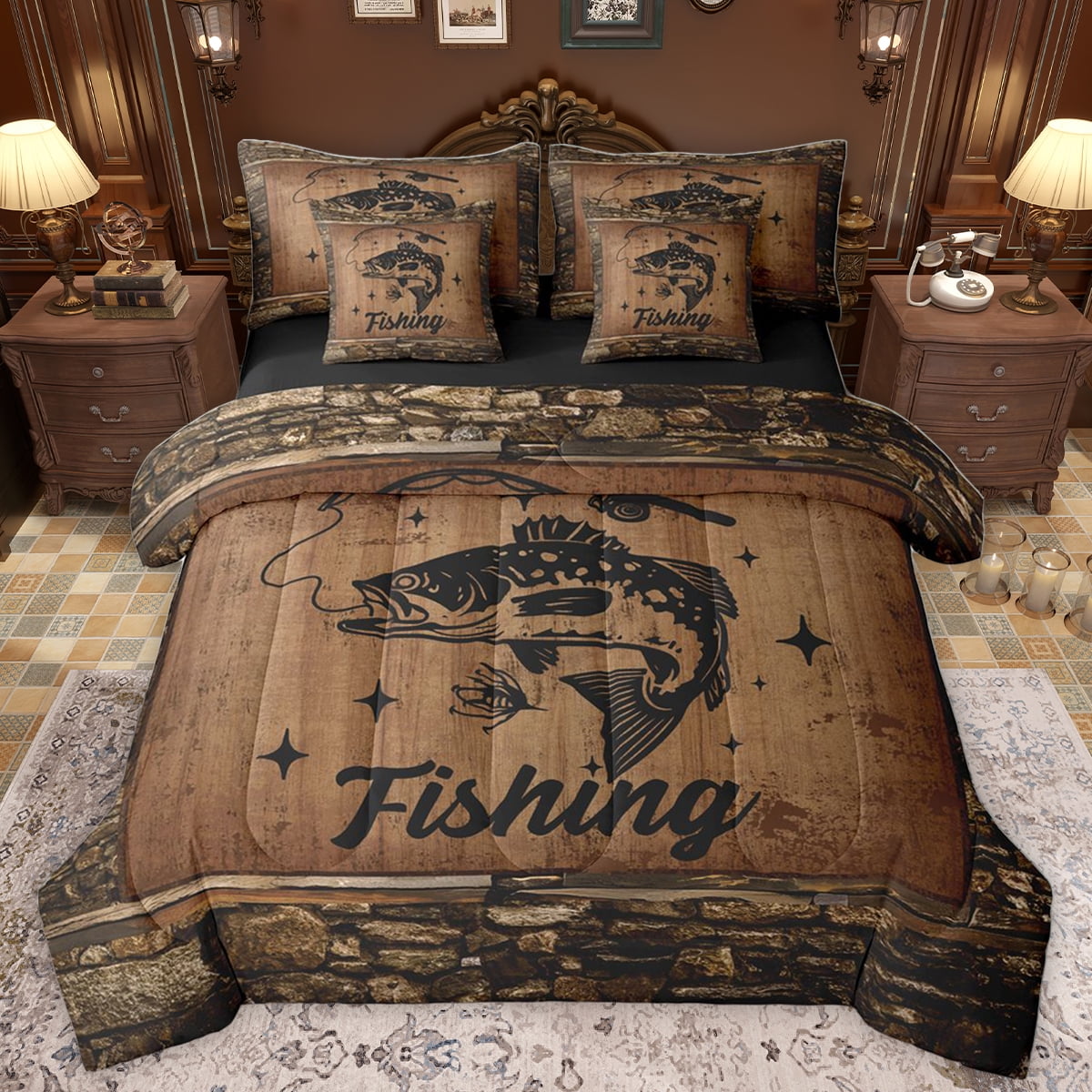 Homewish Big Pike Fish 7 Pieces Bedding Comforter Set,Rustic Farmhouse ...