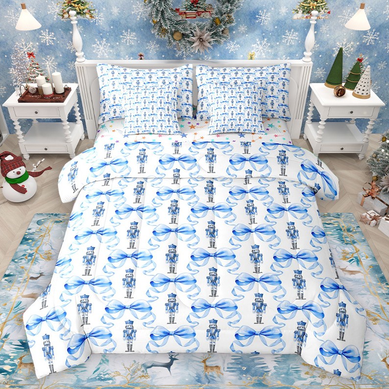 Homewish Blue Bow Nutcracker 7pcs Bedding Comforter Set for Kids ...