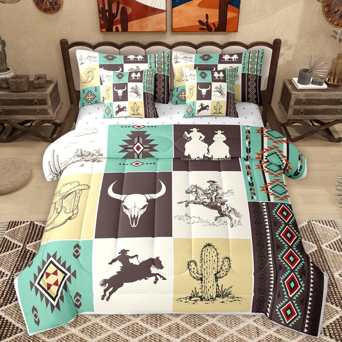 Homewish Bohemian Aztec Abstract Bedding Comforter Set 7 Pieces ...