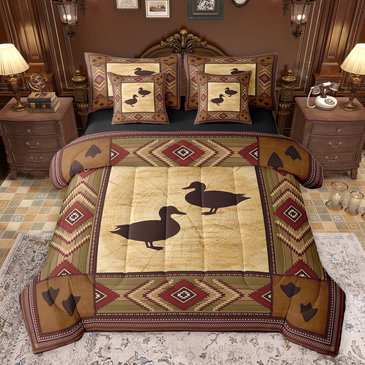 Homewish Bohemian Aztec Abstract Bedding Comforter Set 7pcs, Rustic ...