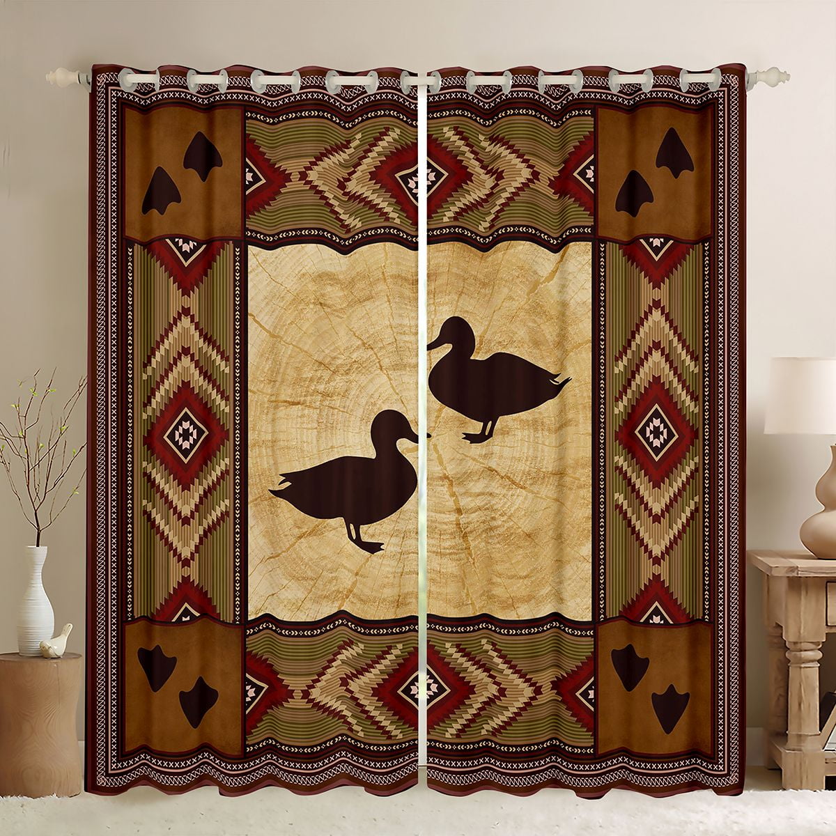 Homewish Bohemian Aztec Abstract Curtains Pack of 2 (42x84 Each ...