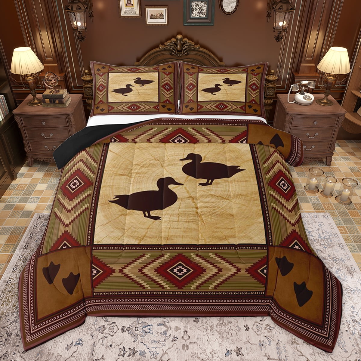Homewish Bohemian Aztec Abstract Queen Comforter Set, Rustic Hunting ...