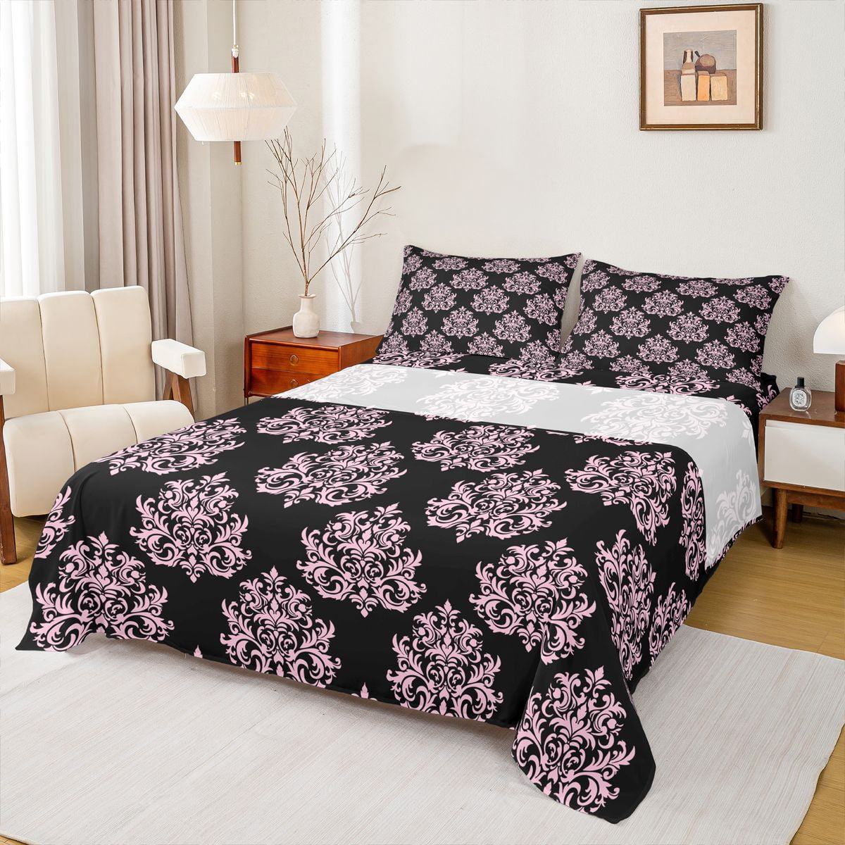 Homewish Bohemian Damask 4-Piece Full Size Sheets for Teens Female Men ...