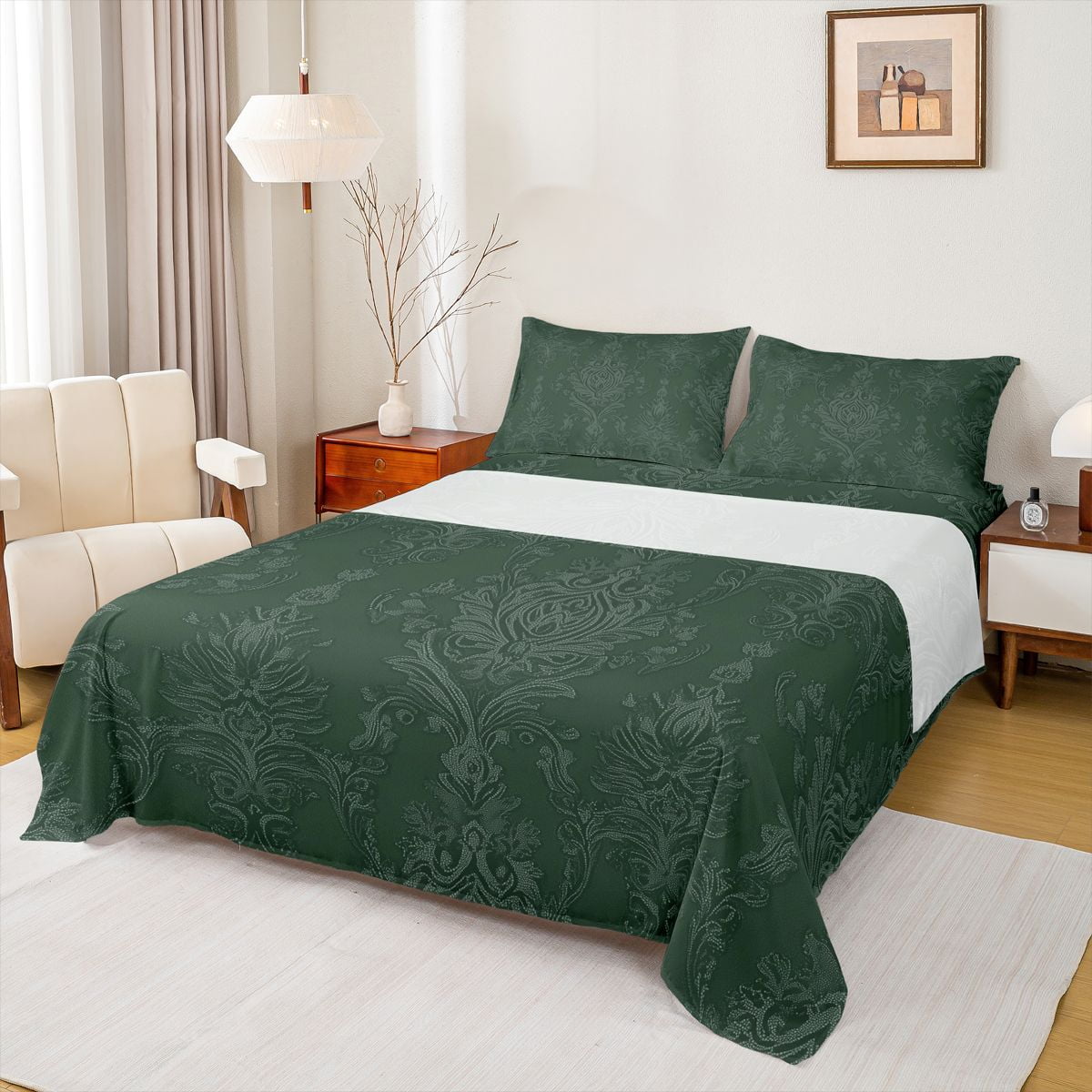 Homewish Bohemian Damask 4-Piece Full Size Sheets for Teens Female Men ...