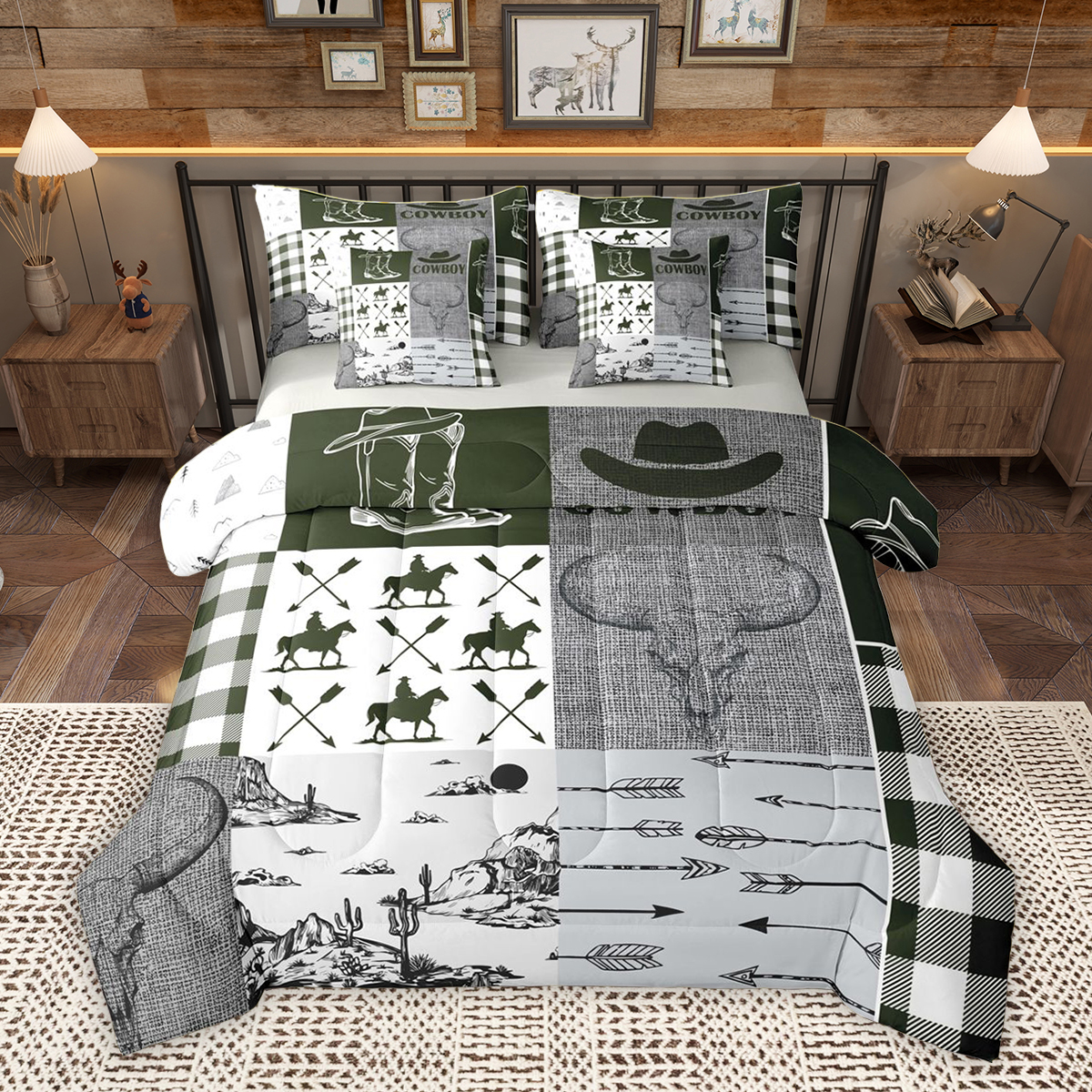 Homewish Boho Cowgirl Cowboy Bedding Comforter Set 7pcs for Adult ...