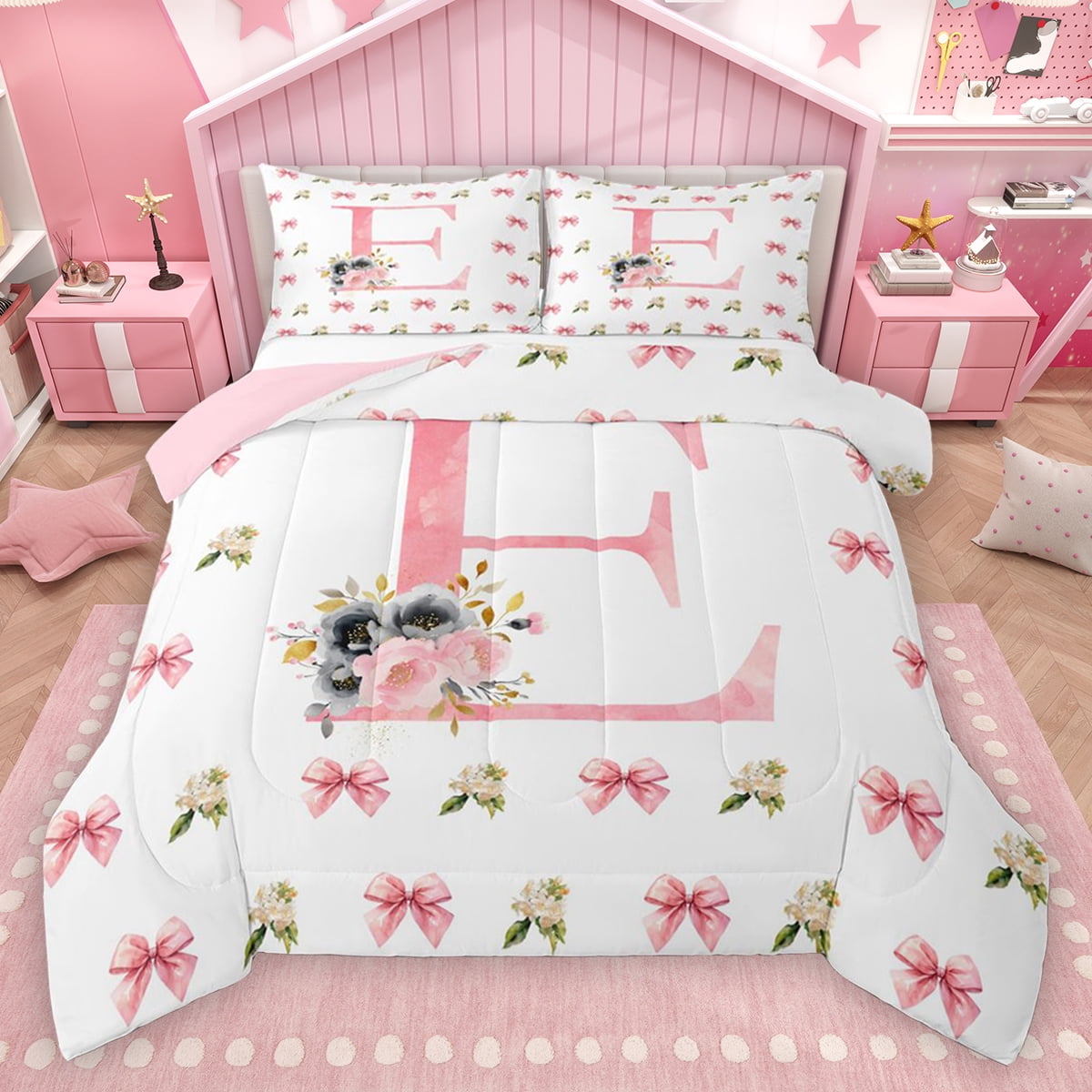 Homewish Bow Bowtie Ribbon Bedding Comforter Set,Colorful Flower Floral ...
