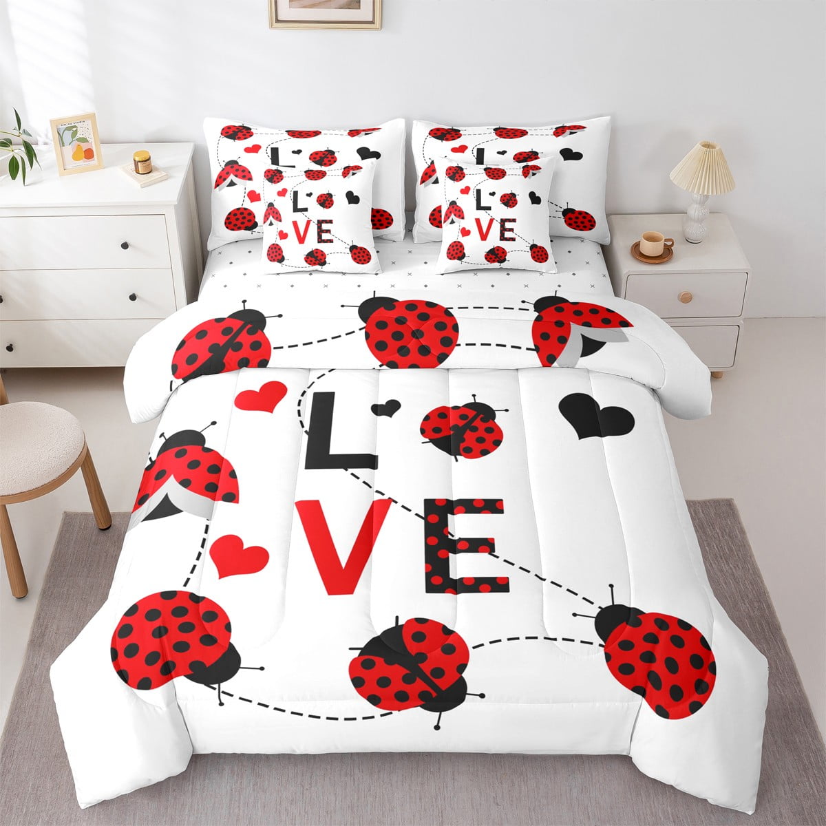 Homewish Bow-Tie Initial Alphabet K Twin Bedding Sets 7-Piece for ...