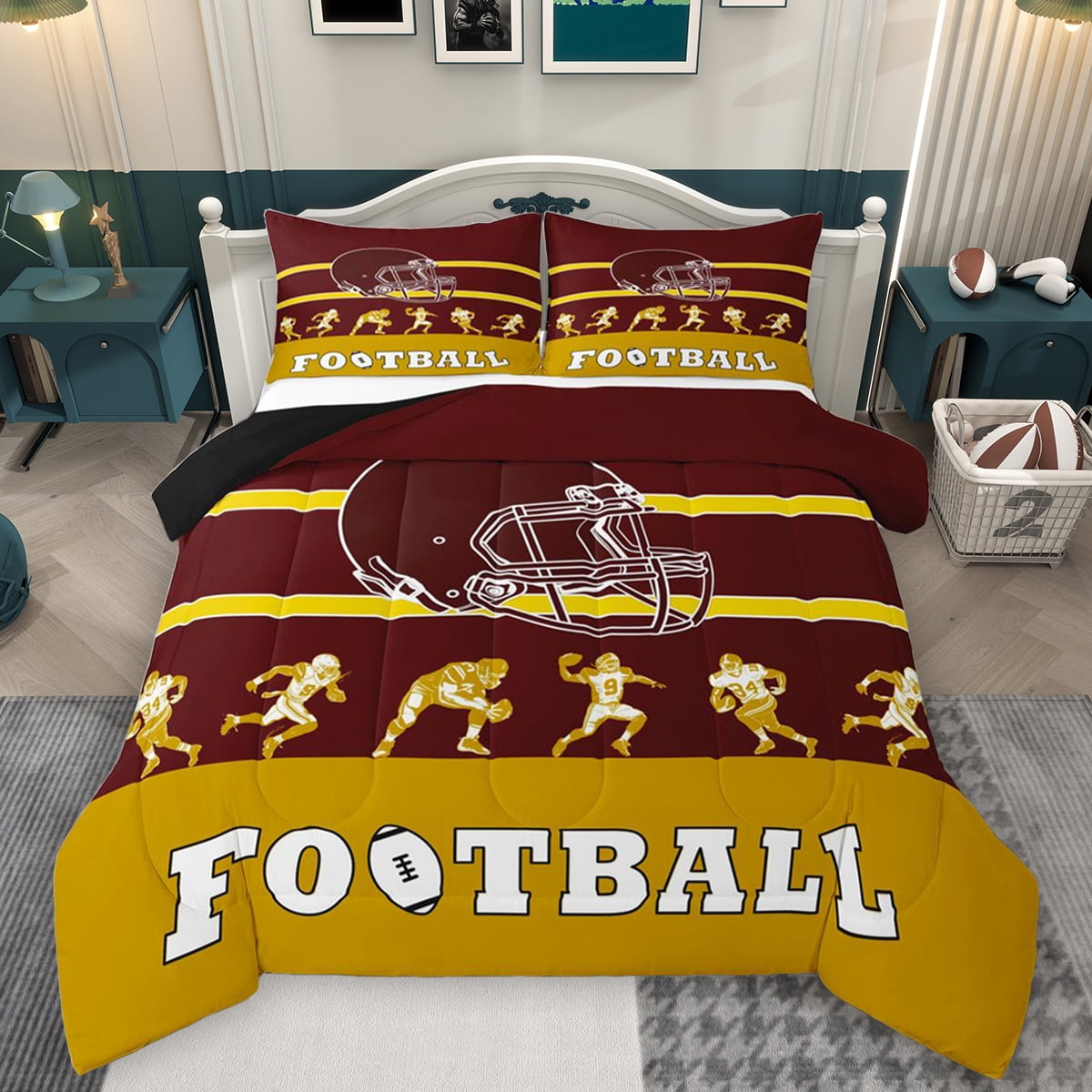 Homewish Boys Ball Lovers Queen Comforter Set,Rugby Football Sport ...