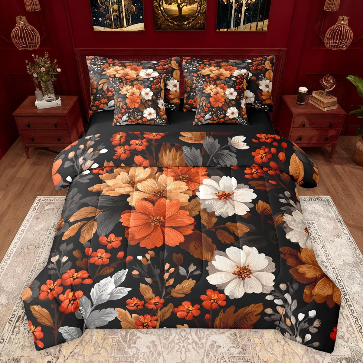 Homewish Boys Girls Chic Floral Flowers Bedding Comforter Set 7 Pieces ...