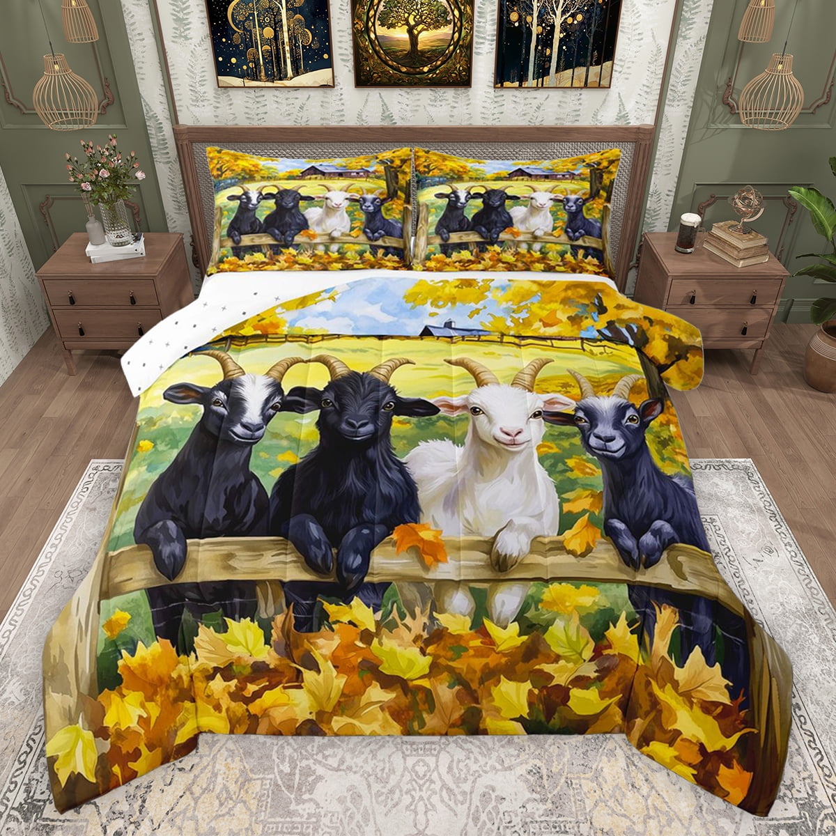Homewish Boys Girls Farmhouse Animal Goat Full Size Comforter Sets 3 ...
