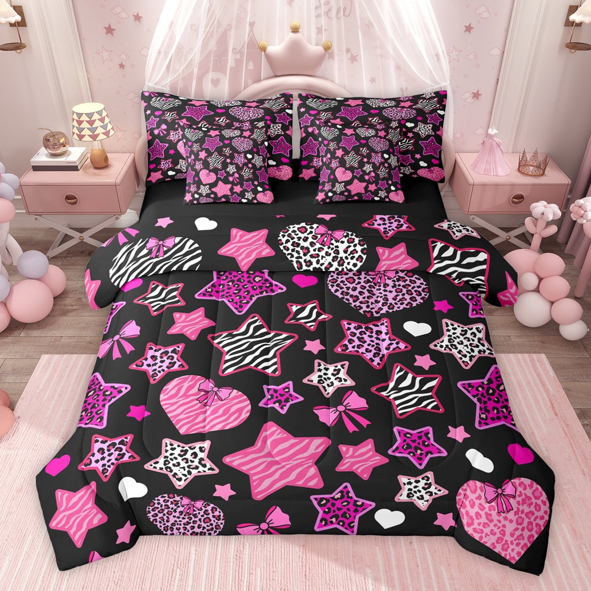 Homewish Boys Girls Love Heart Print Bedding Comforter Set 7pcs,Animal ...