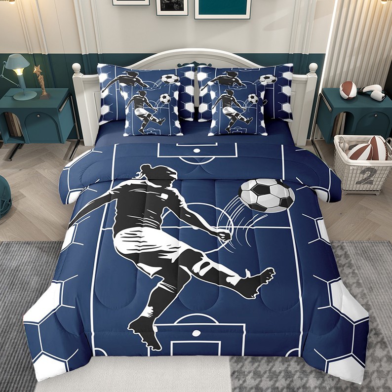 Homewish Boys Girls Sport Soccer 7pcs Bedding Comforter Set,Geometric ...