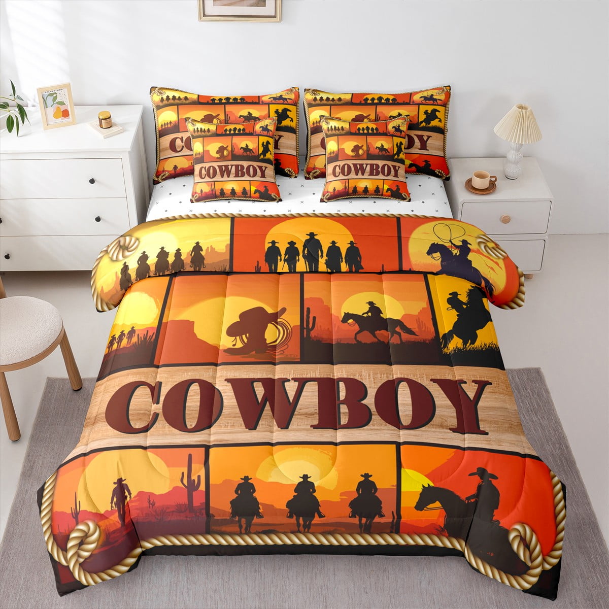 Homewish Boys Girls Western Cowboy 7 Pieces Bedding Comforter Set ...