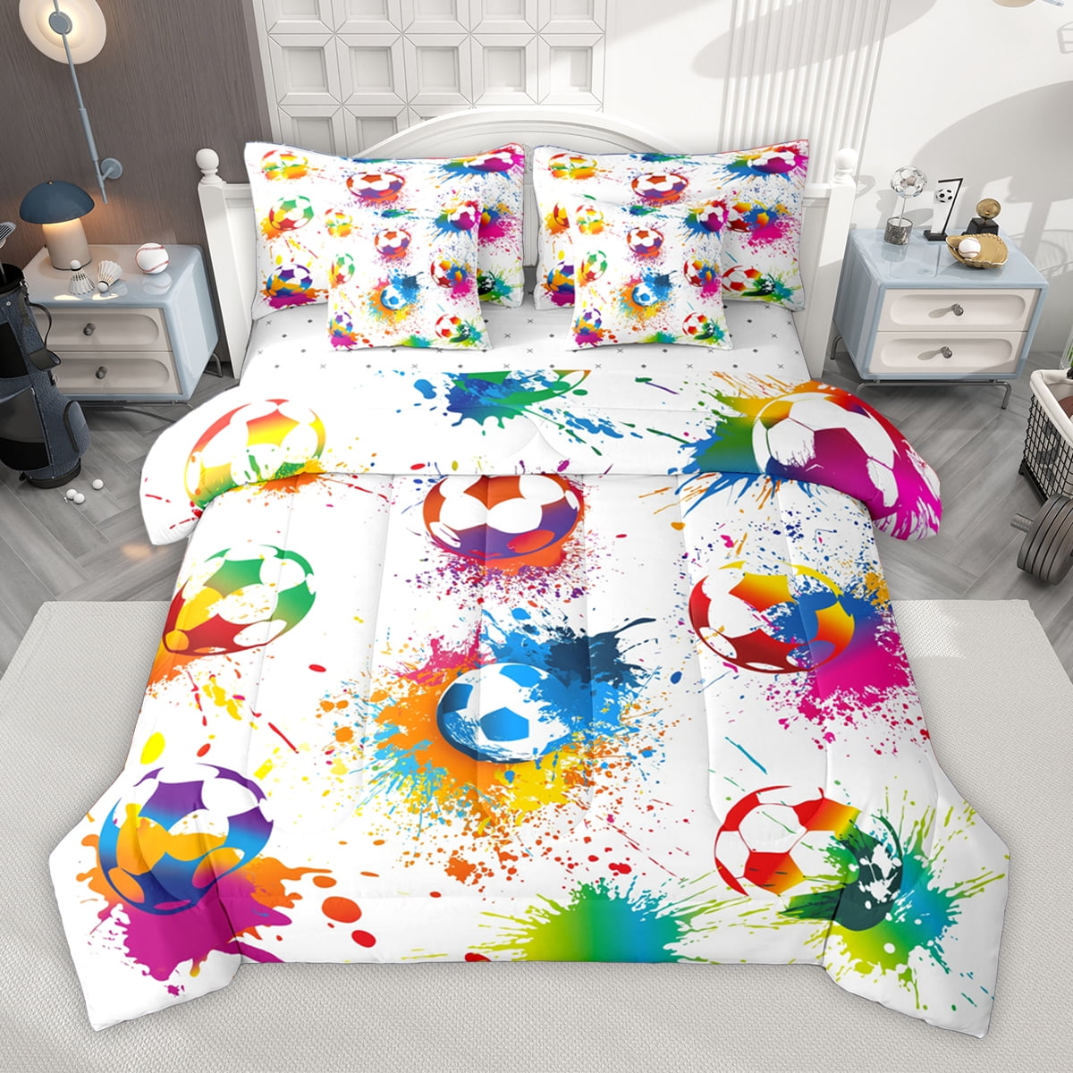 Homewish Boys Soccer Game 7-Piece Bedding Comforter Set,Football Sport ...