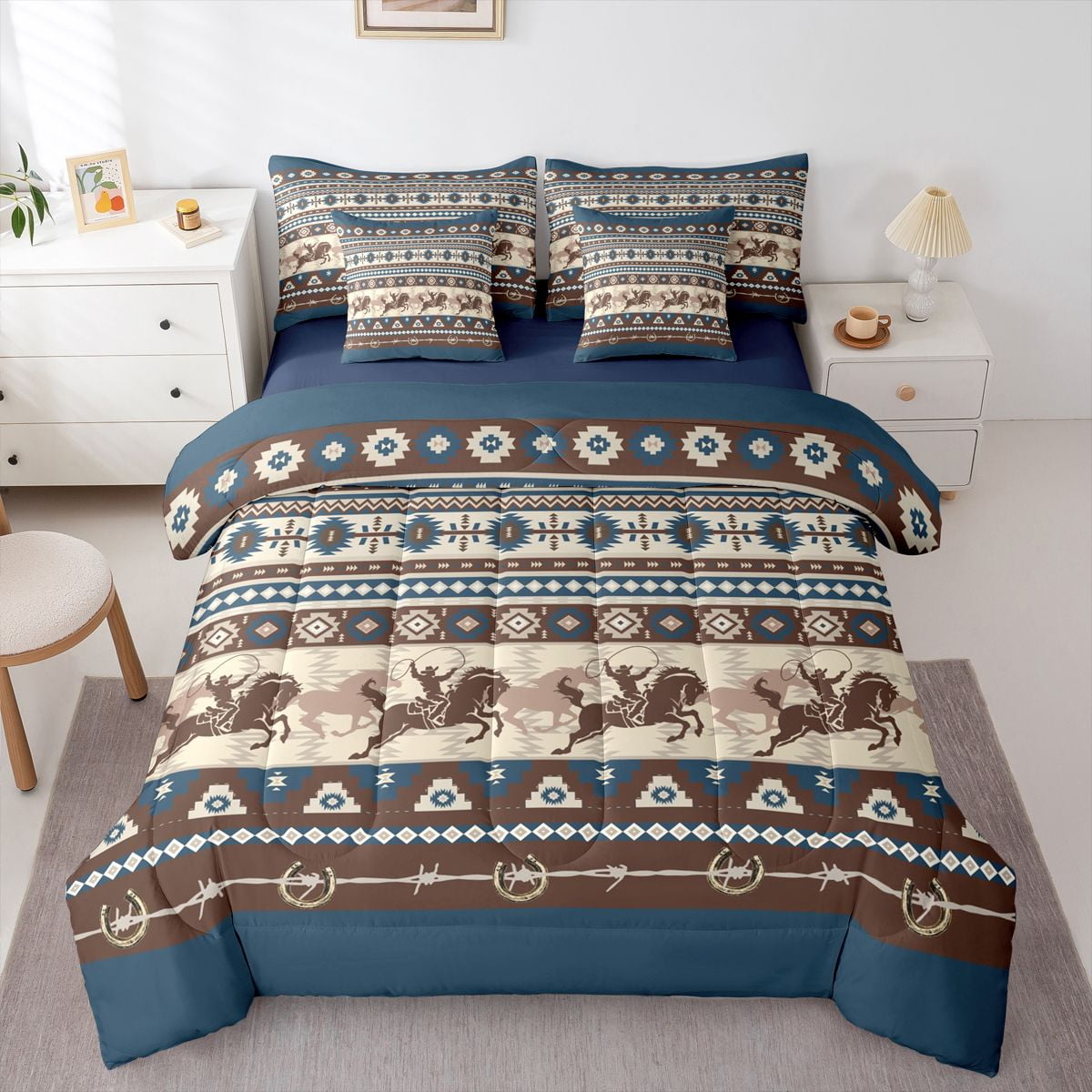 Homewish Boys Western Cowboy 7-Piece Bedding Comforter Set,Tribal Aztec ...