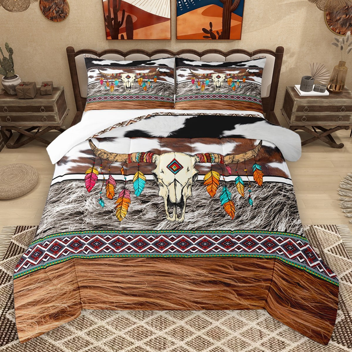 Homewish Bull Skull Bedding Comforter Set 2pcs for Teens Boys Girls ...