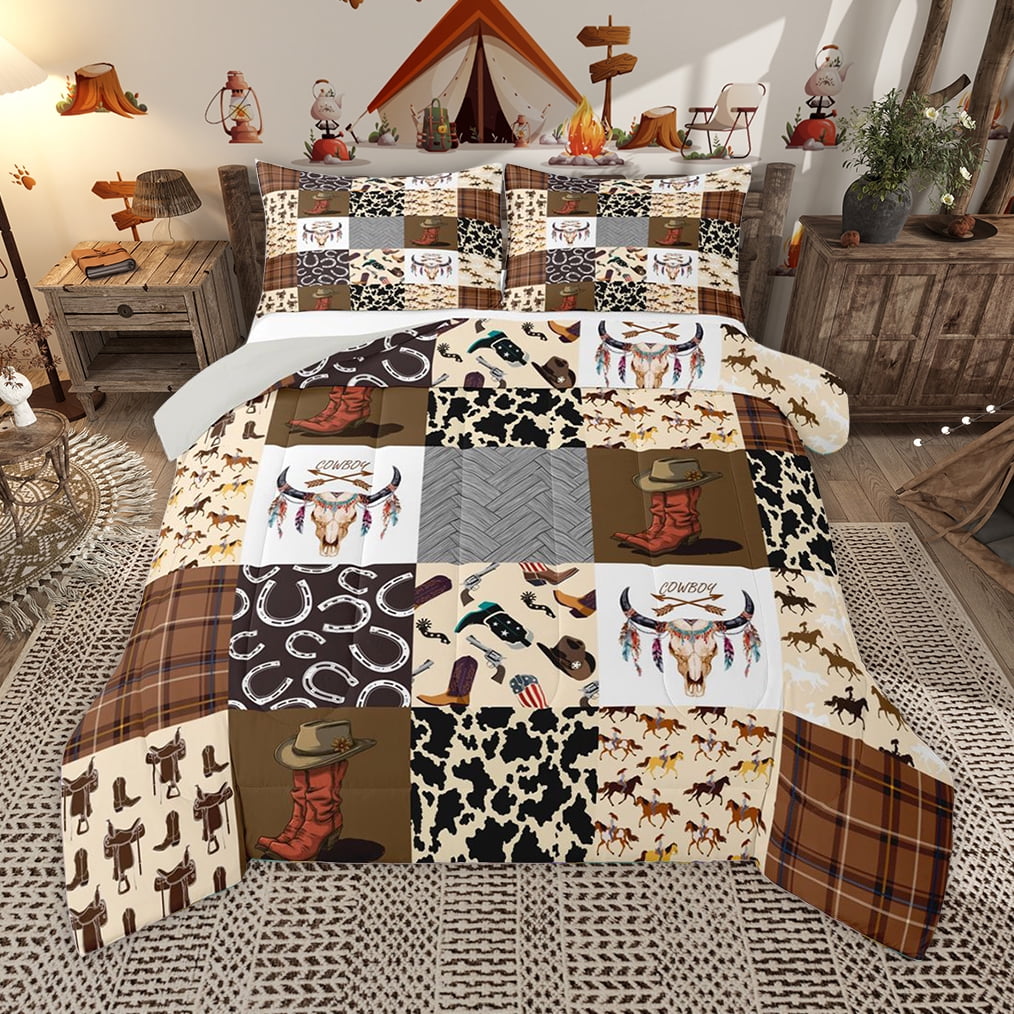 Homewish Bull Skull Horseshoe Queen Comforter Set,Rustic Farmhouse ...
