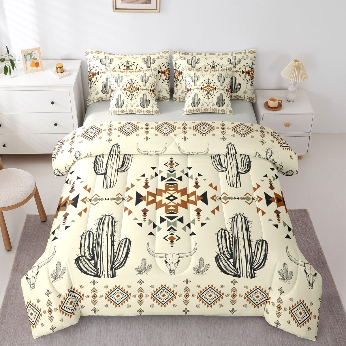 Homewish Cactus Bull Skull 7 Pieces Bedding Comforter Set for Children ...