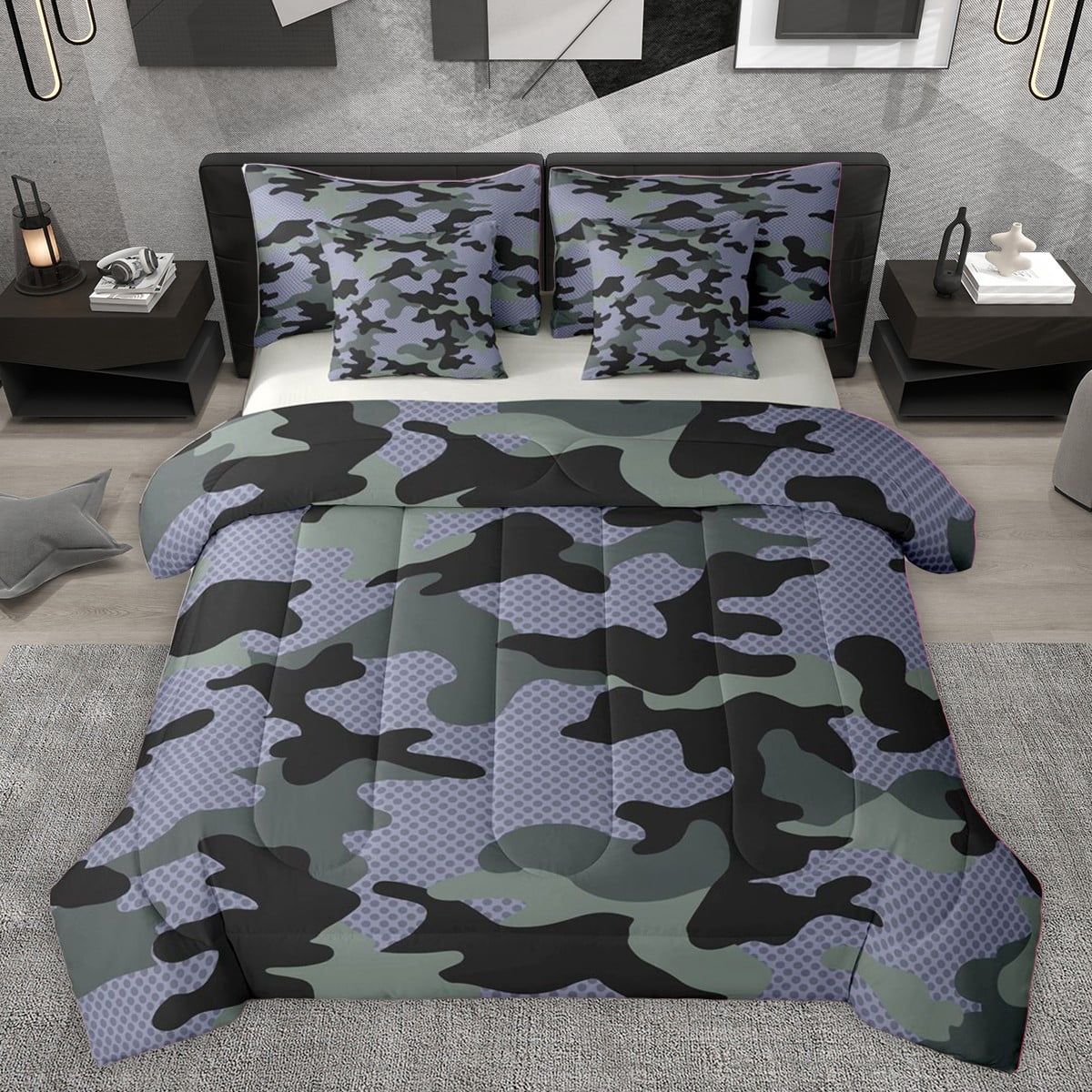 Homewish Camo Camouflage Bedding Comforter Set 7pcs for Teens Female ...