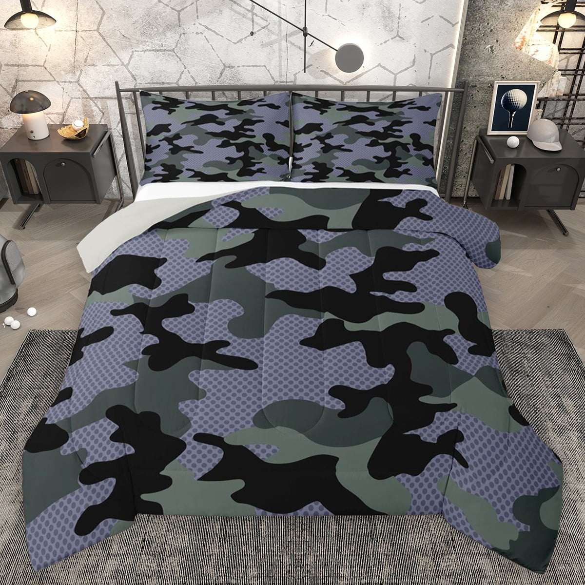 Homewish Camo Camouflage Full Size Comforter Sets 3-Piece for Teens ...
