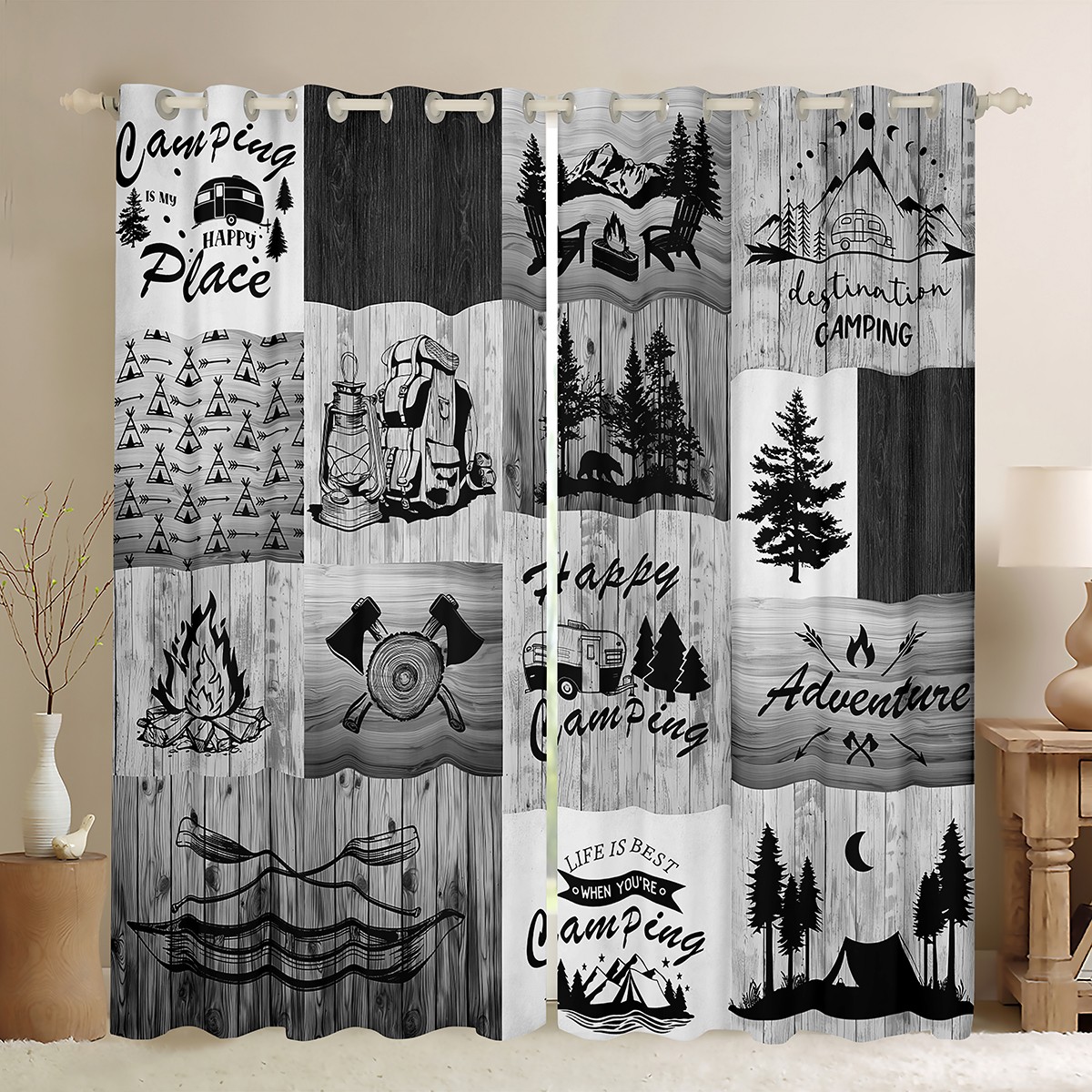 Homewish Camper Car Rv Blackout Curtains Set of 2 (52x84 Each),Happy ...