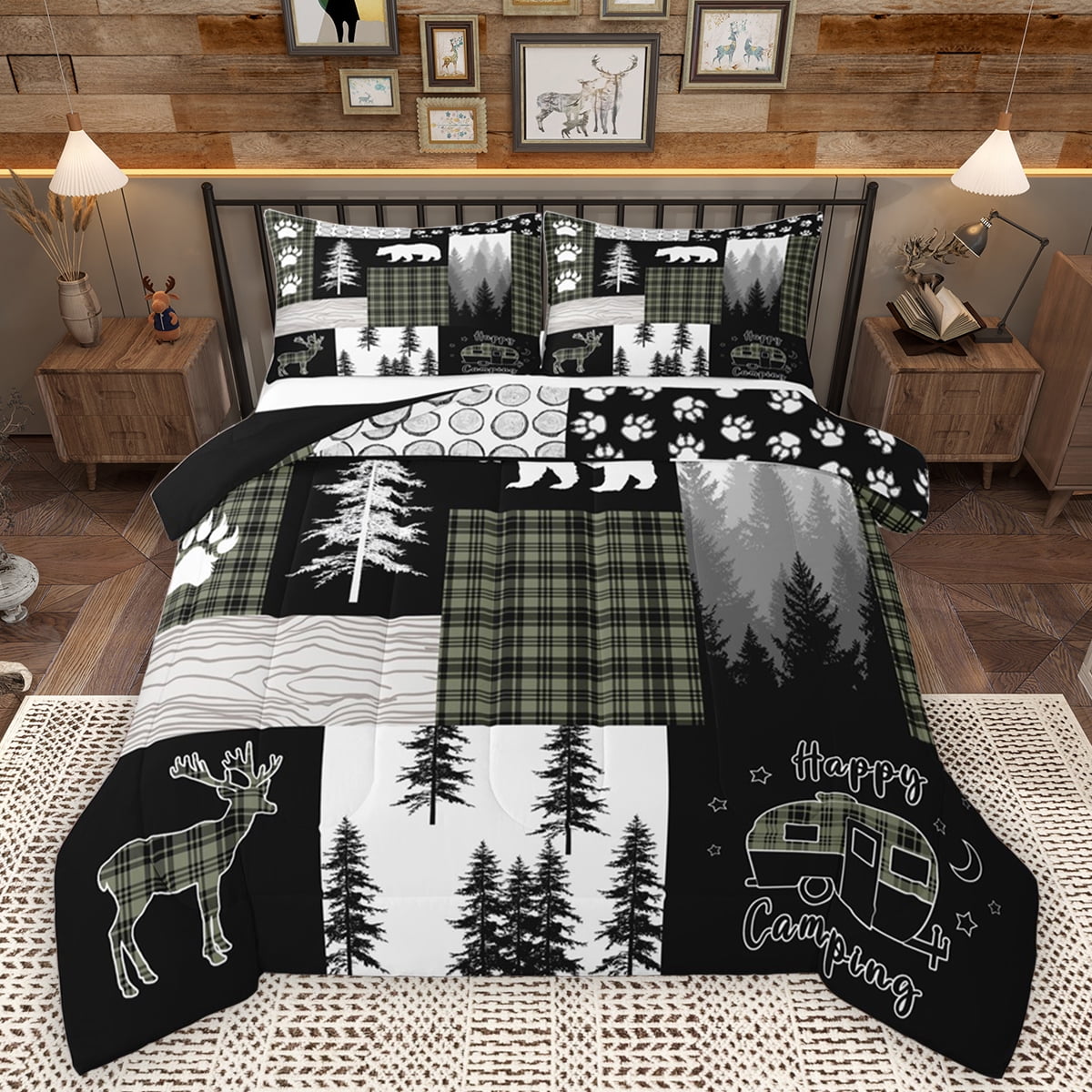 Homewish Camper Car Rv Queen Comforter Set,Old Barn Door Bedding Sets ...